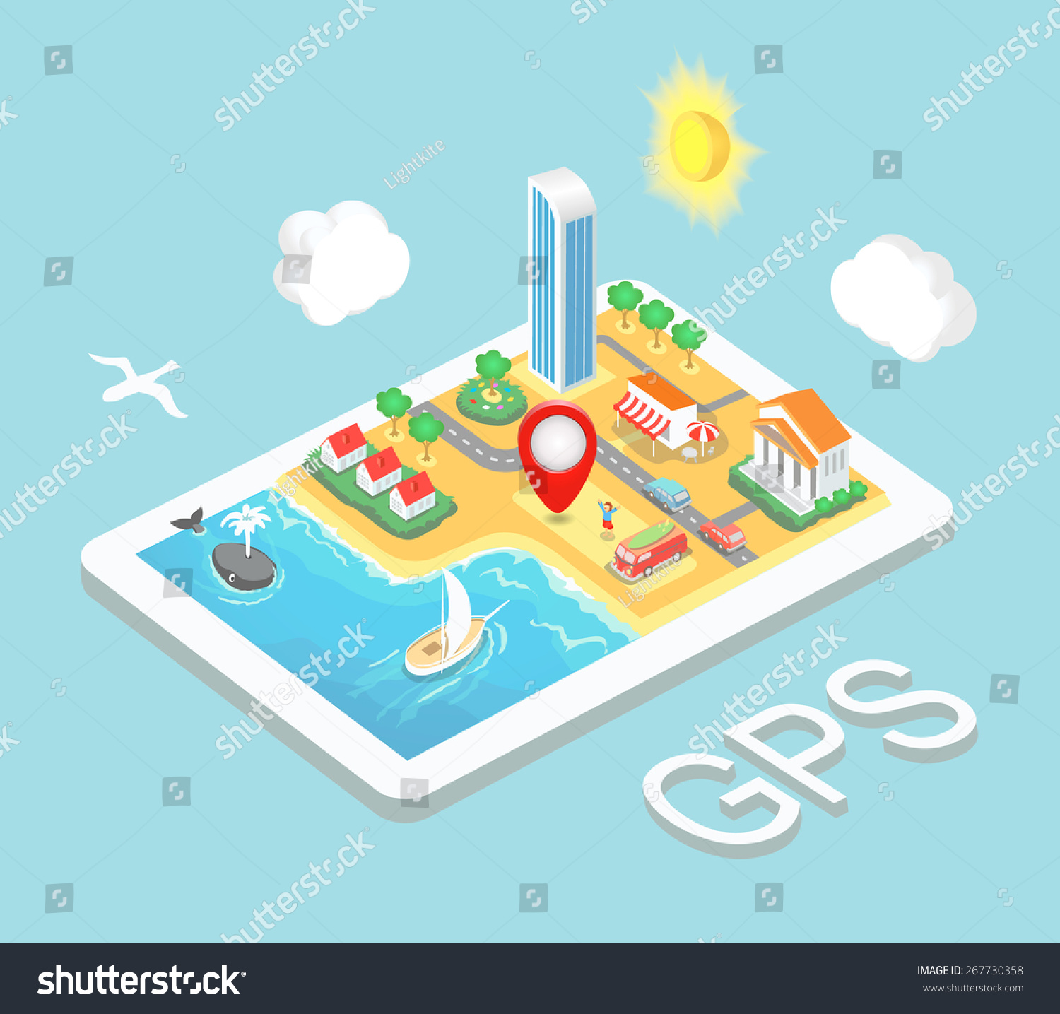 Flat Map Mobile Gps Navigation Infographic Stock Vector (Royalty Free ...