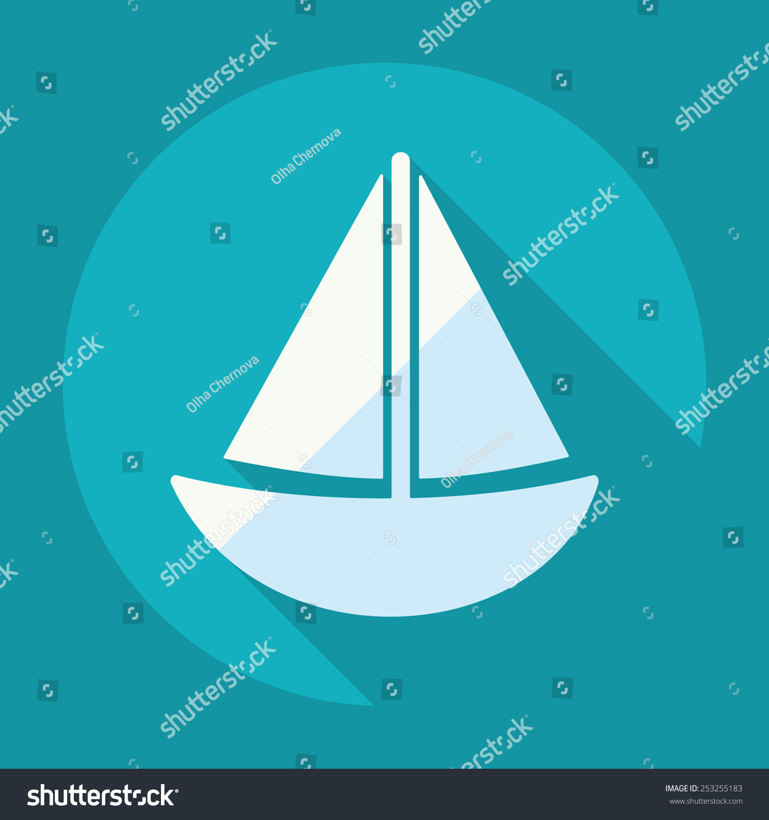 Flat Modern Design Shadow Sailing Ship Stock Vector (Royalty Free ...