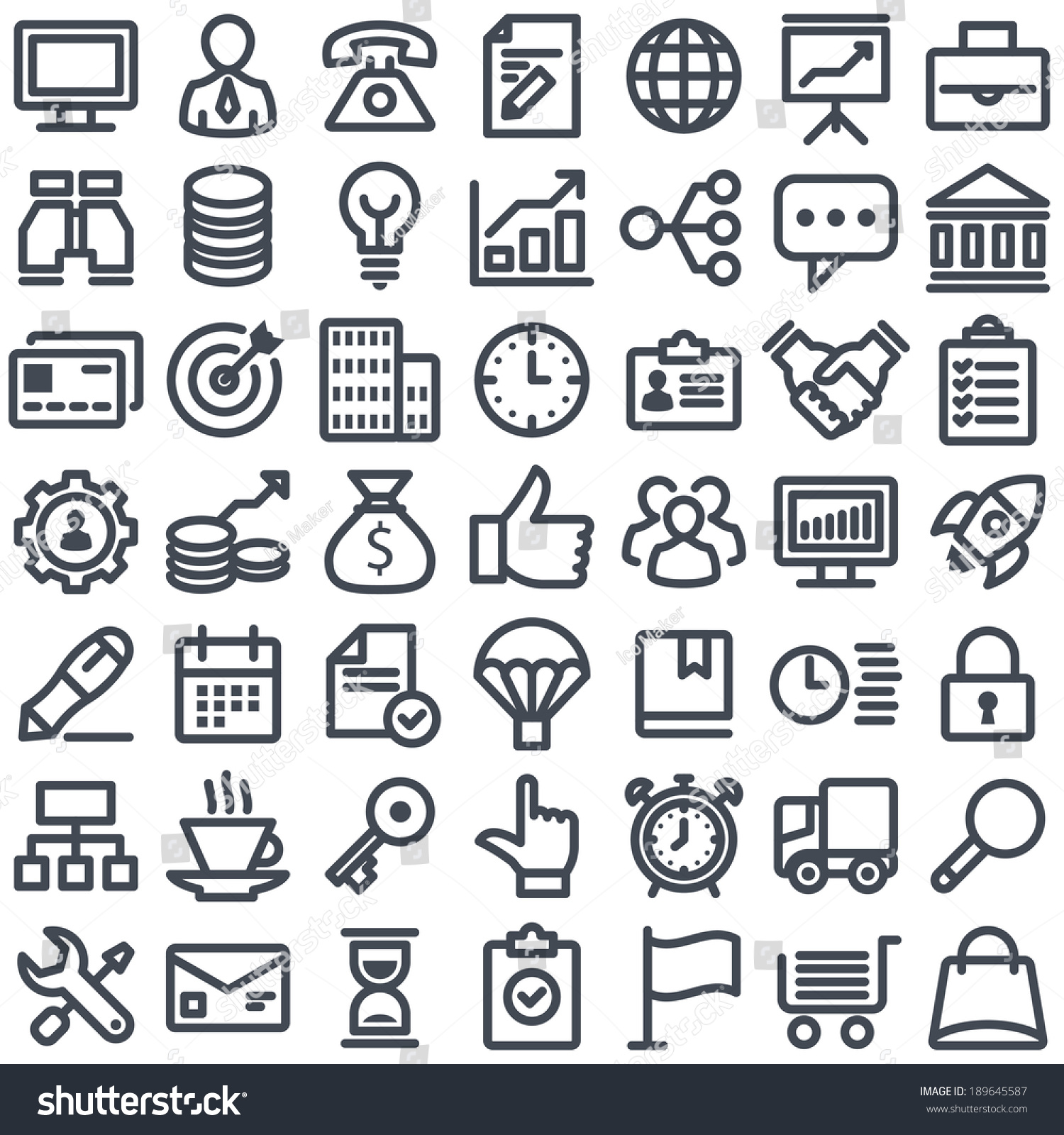 Flat Simple Icons Business Theme Stock Vector 189645587 - Shutterstock