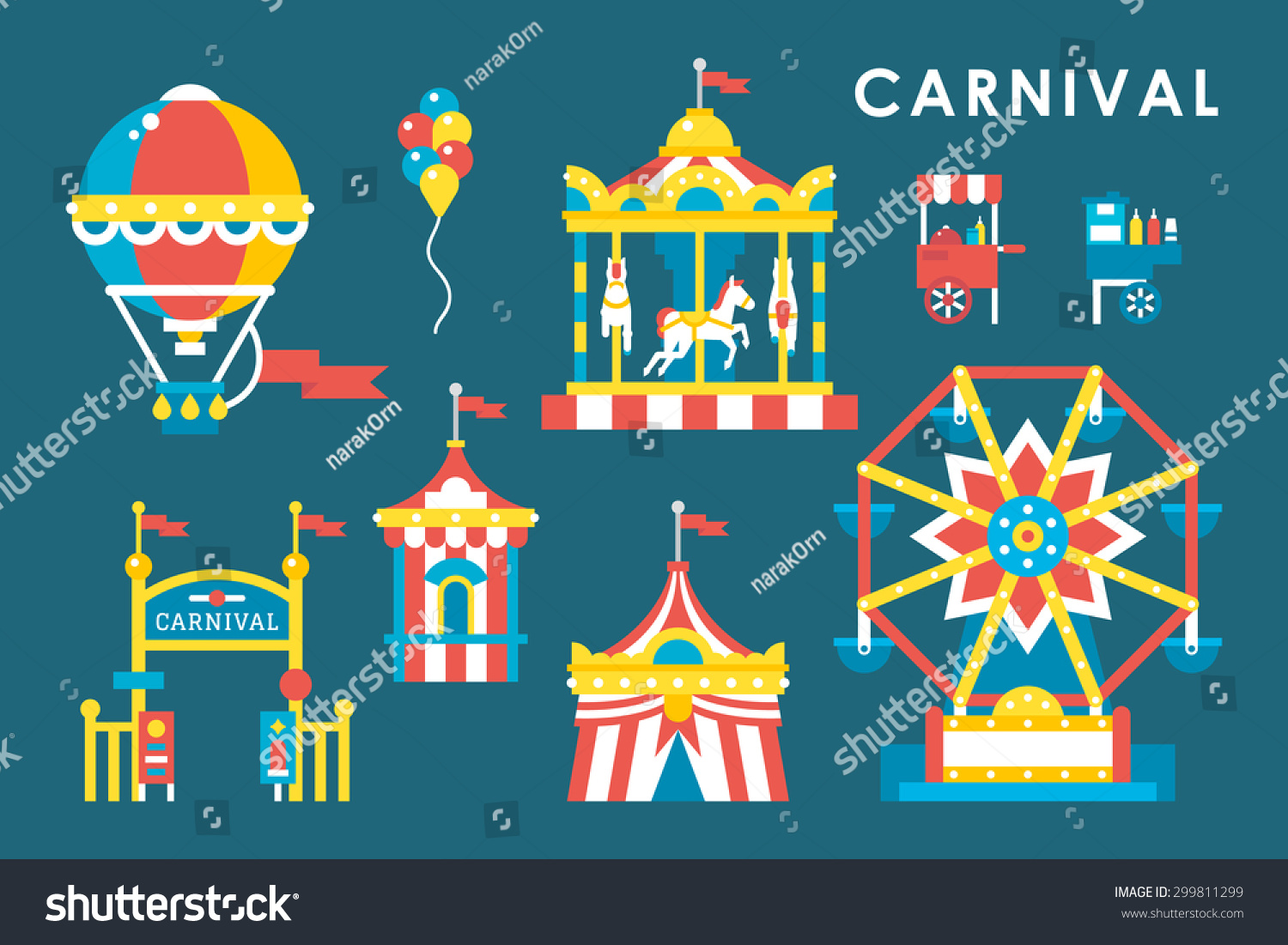 Flat Style Carnival Infographic Elements Illustration Stock Vector ...