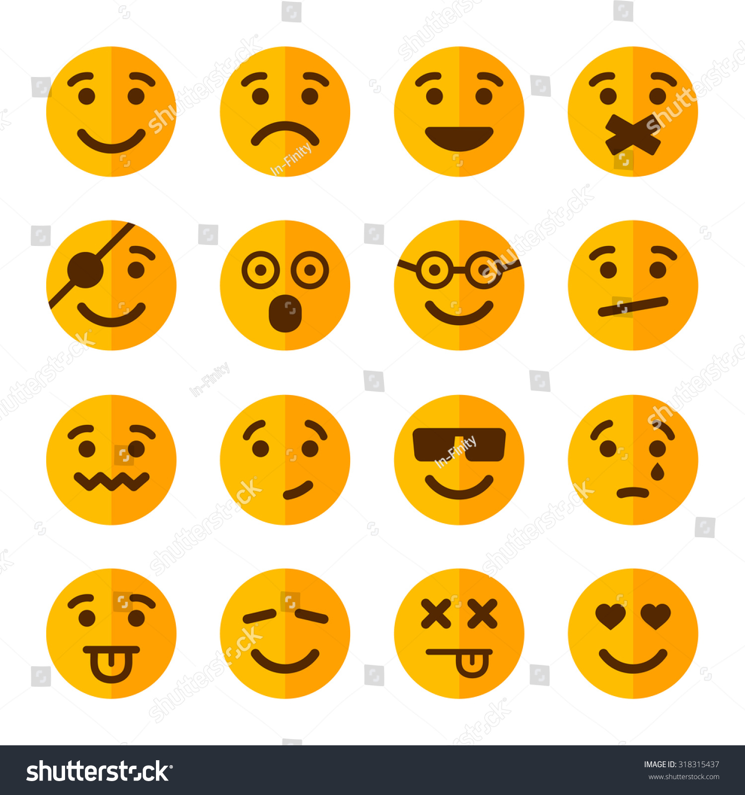 Flat Style Smile Emotion Icons Set Stock Vector (Royalty Free ...