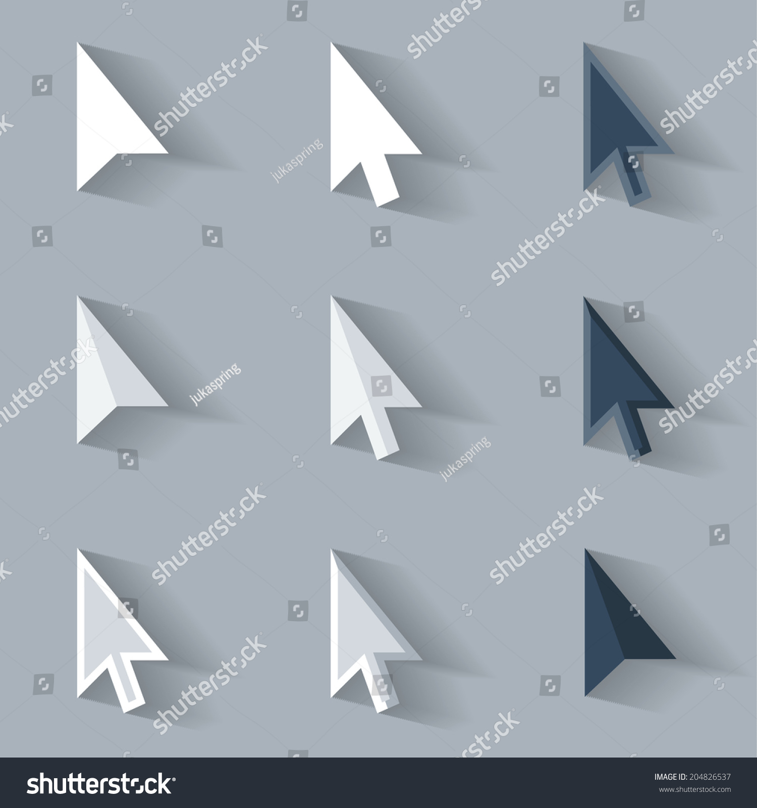 Flat Style Vector Cursors Long Shadows Stock Vector (Royalty Free ...