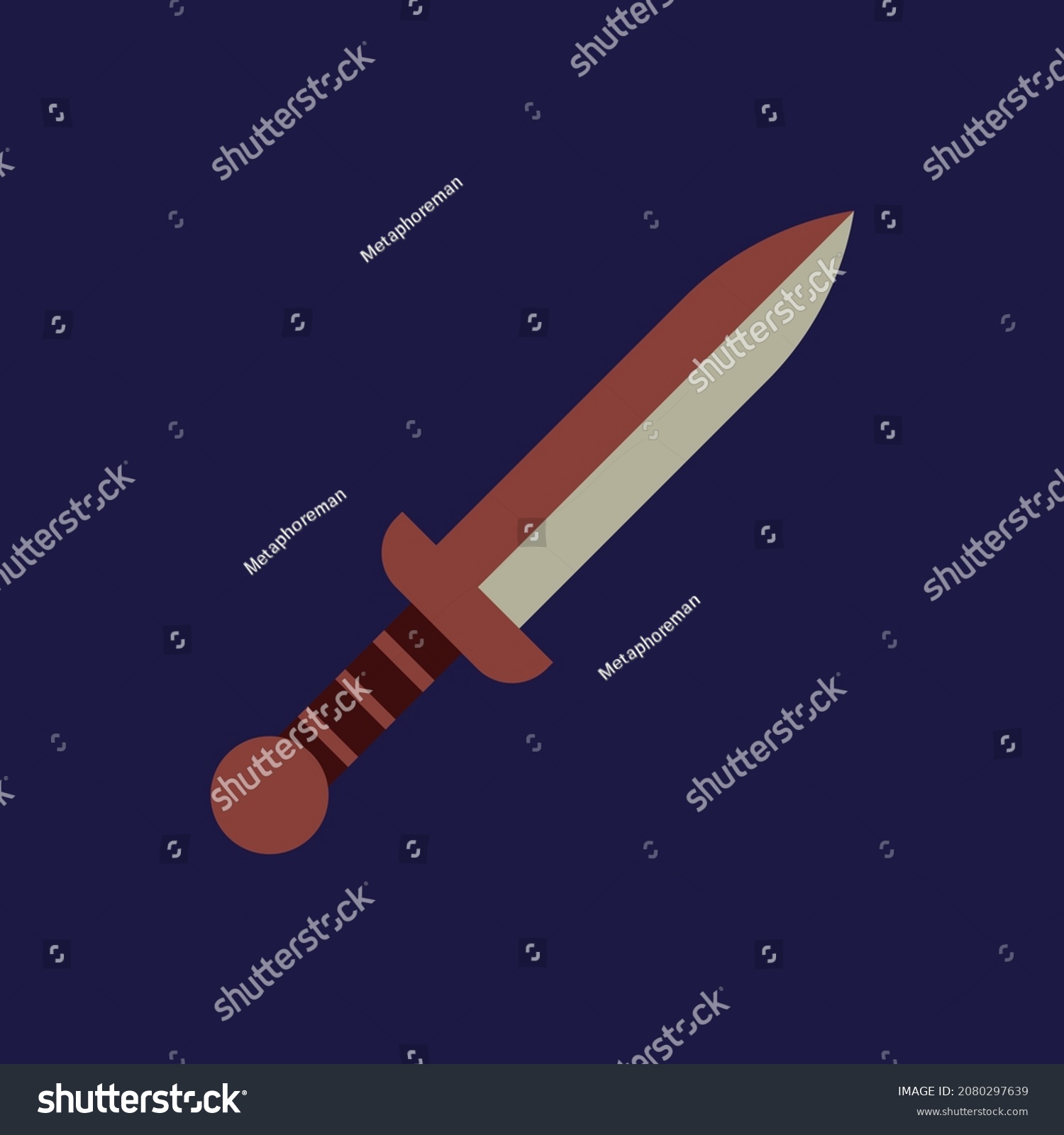 Flat Sword Vector Illustration Blue Background Stock Vector (Royalty ...