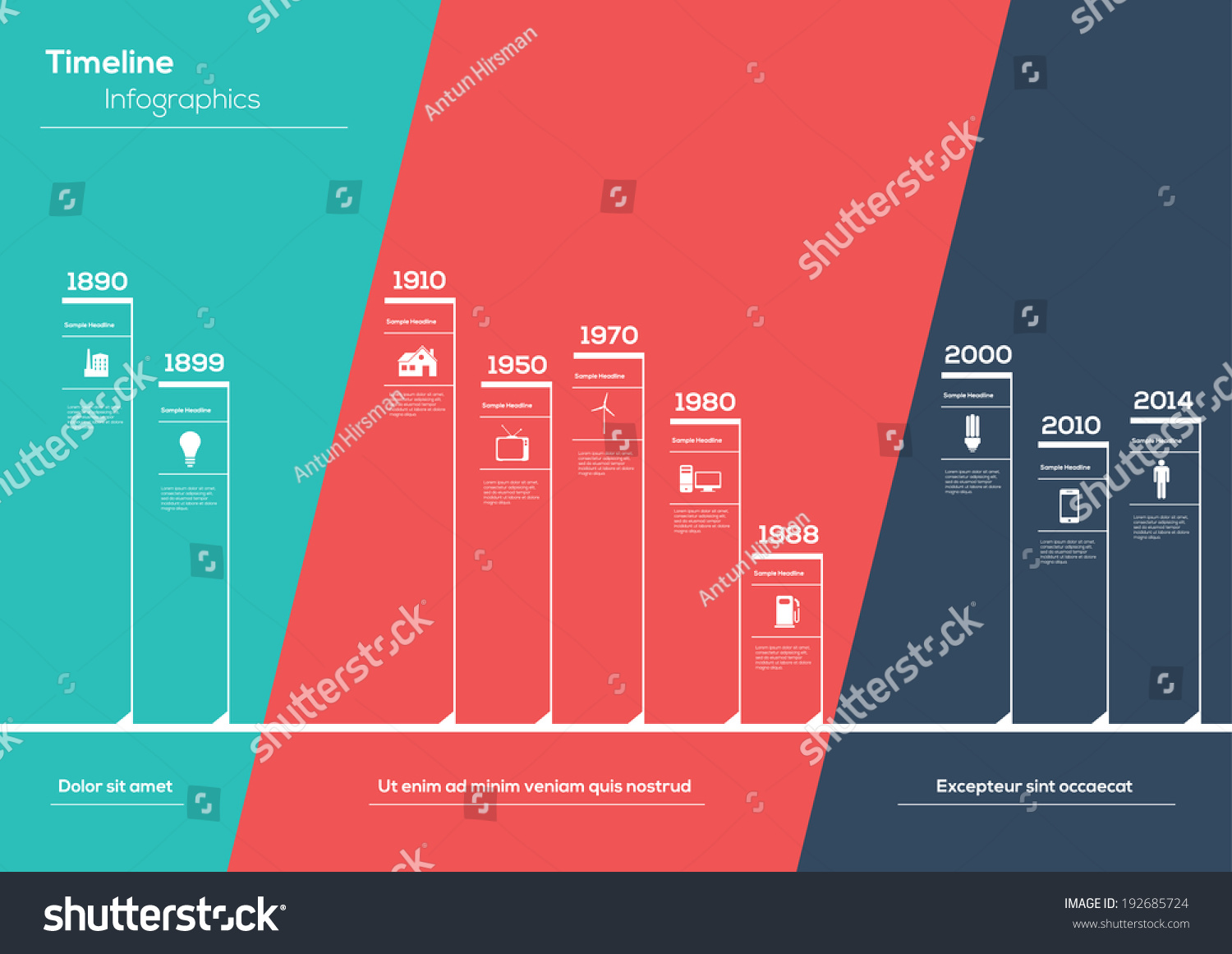 Flat Timeline Infographic Vector Design Template Stock Vector (Royalty ...