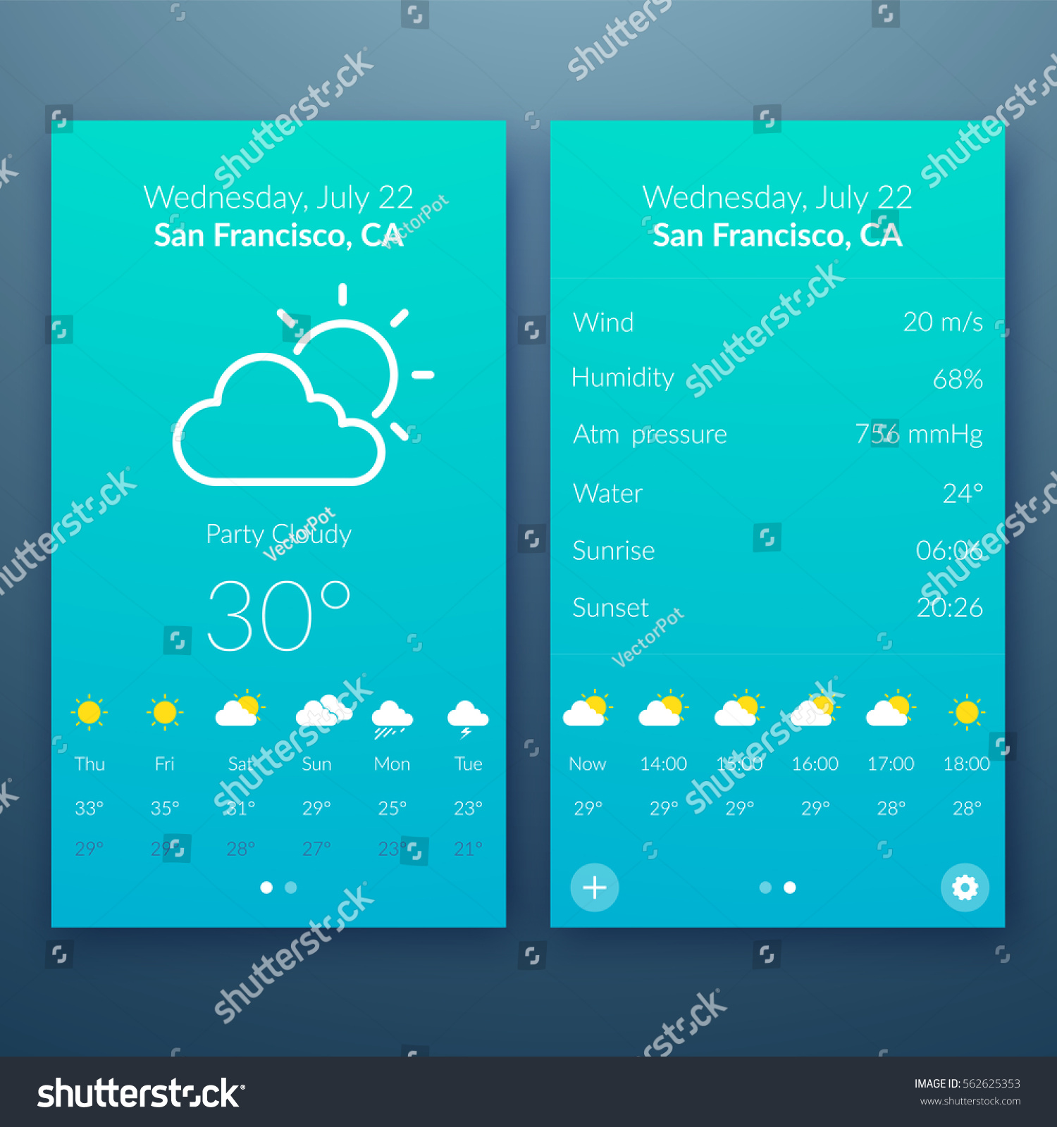 Flat Ui Light Design Concept Weather Stock Vector (Royalty Free) 562625353