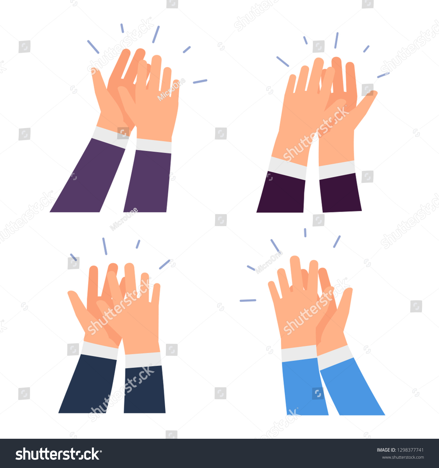 Flat Vector Clapping Hands Icons Isolated: เวกเตอร์สต็อก (ปลอดค่า ...