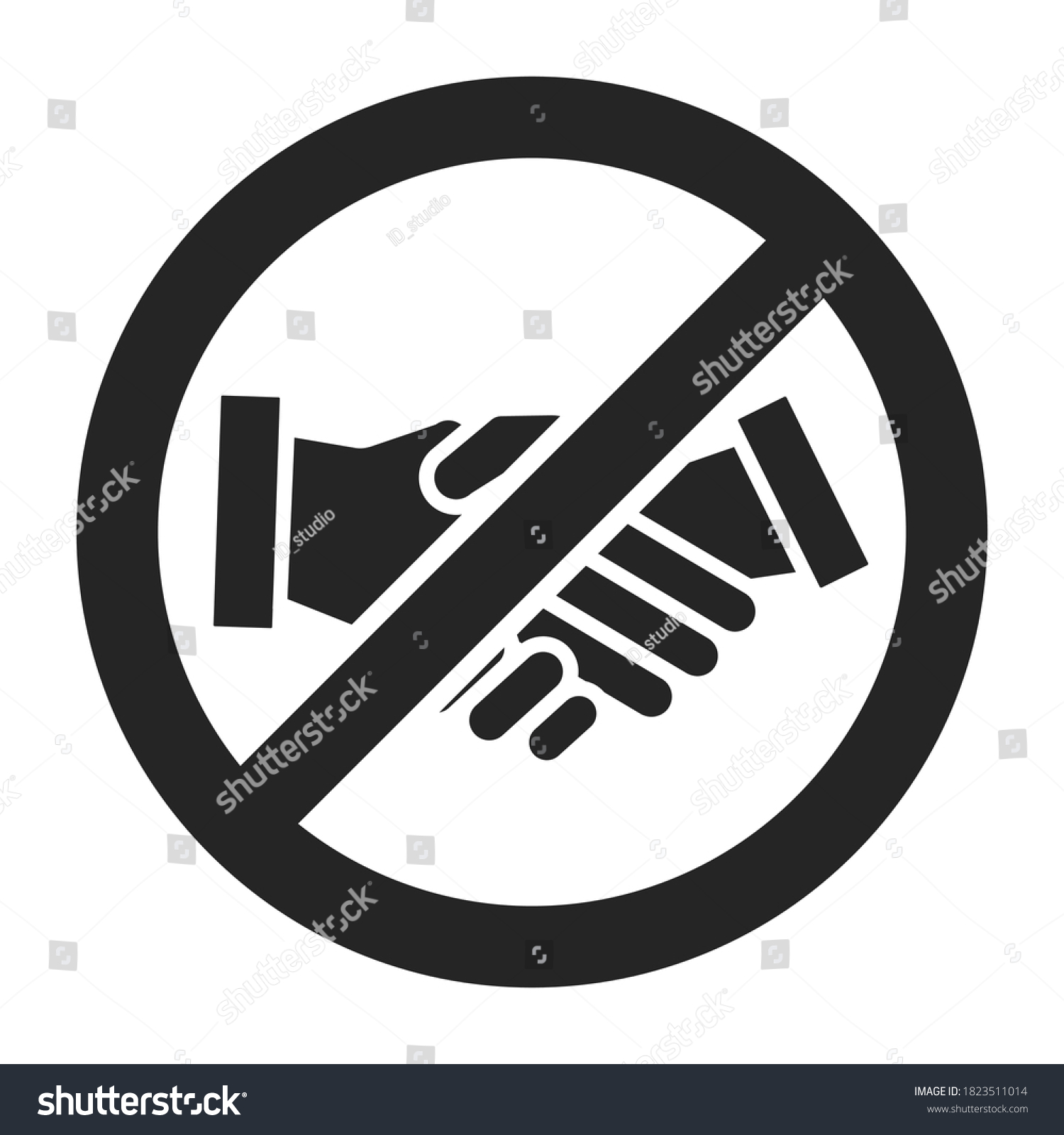 Flat Vector Handshake Prohibited Sign Apps Stock Vector (Royalty Free ...