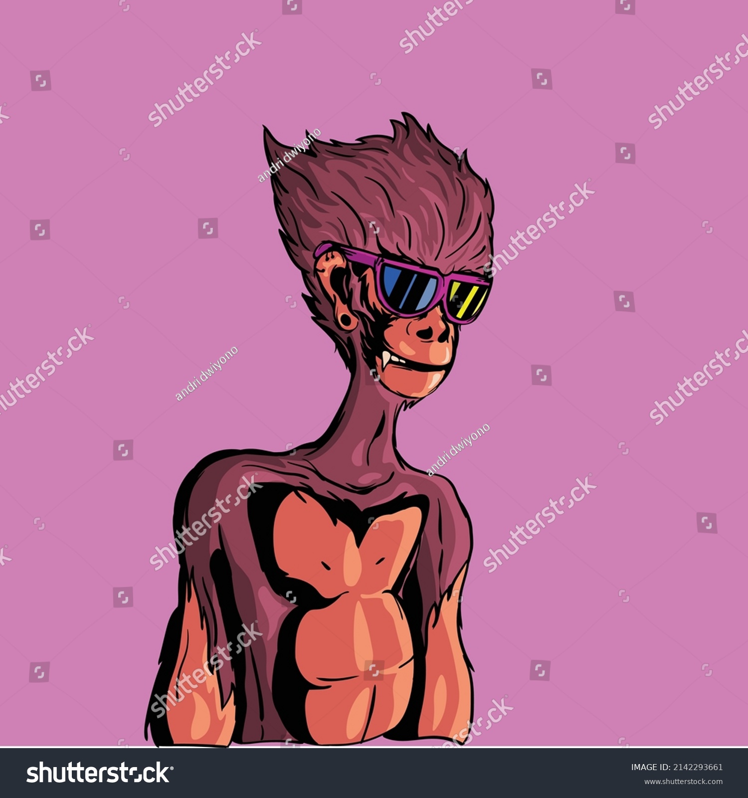 Flat Vector Illustration Isolated Ape Character Stock Vector (Royalty ...