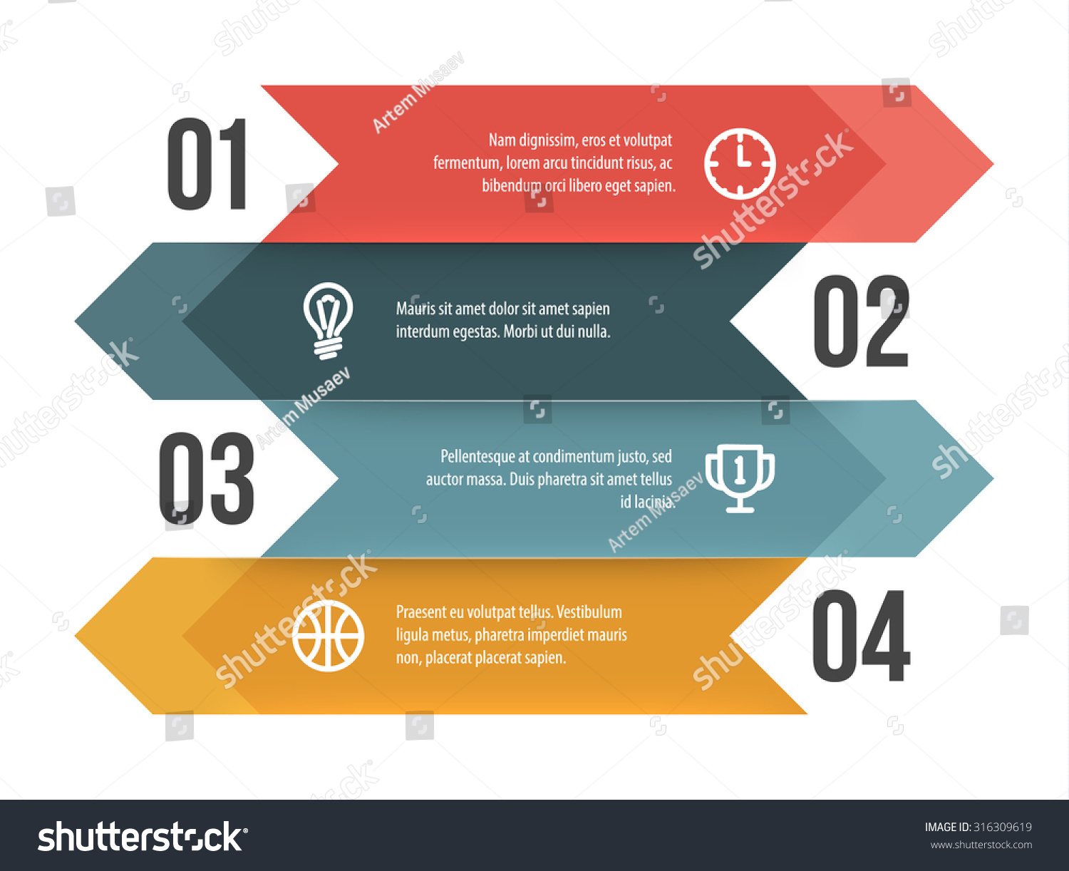 Flat Vector Infographic Layout Numbers Placeholders Stock Vector ...