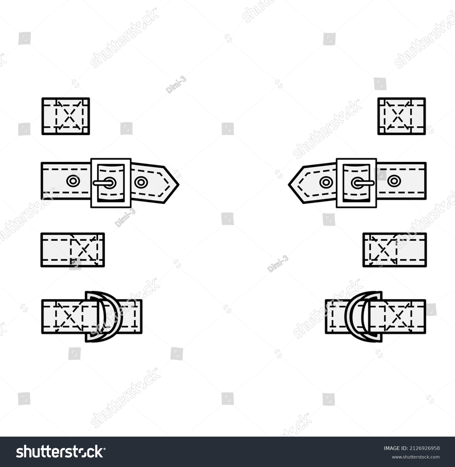 Flat Vector Set Different Belt Elements Stock Vector (Royalty Free ...