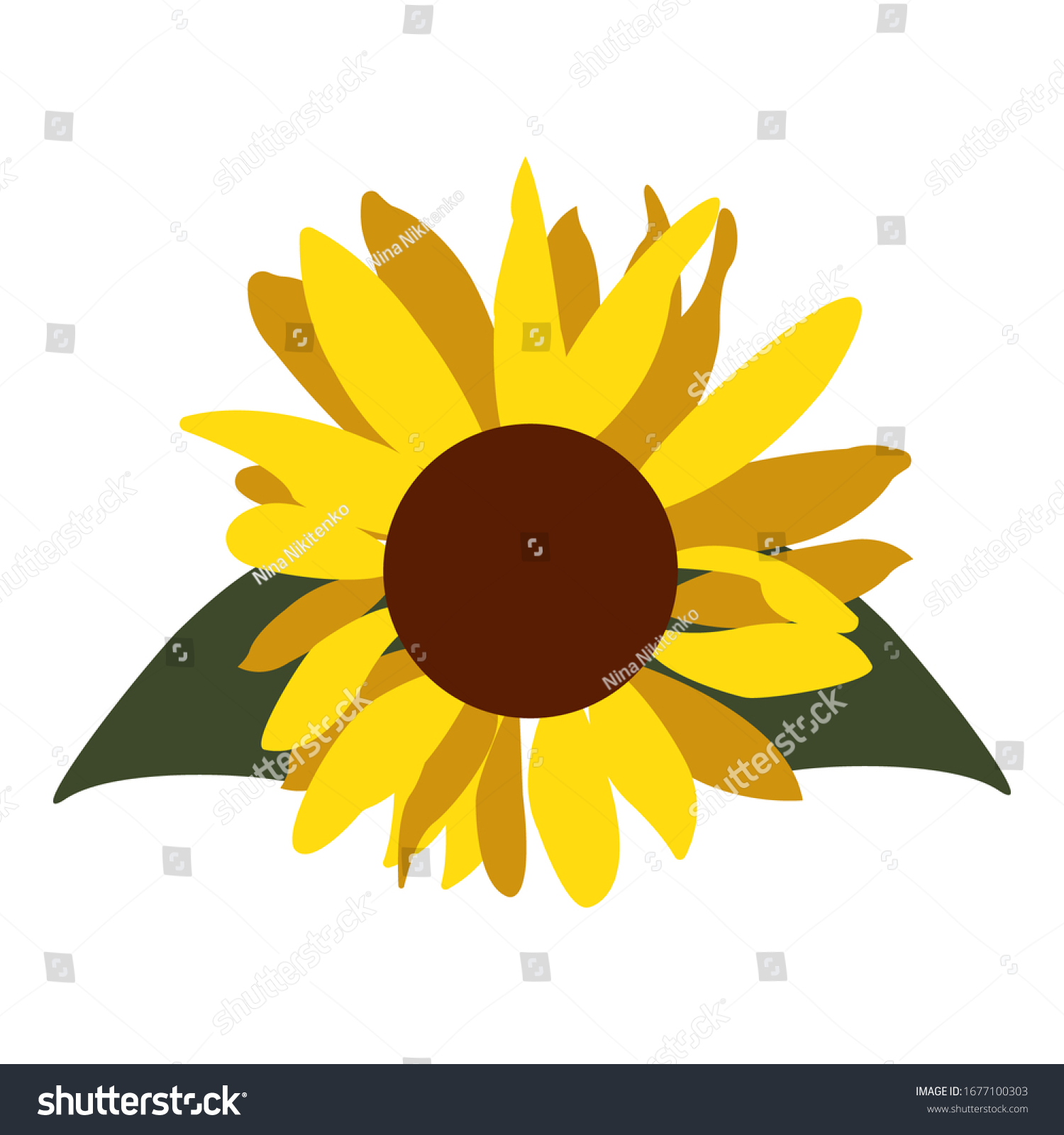 Flat Vector Sunflower Leaves Stock Vector (Royalty Free) 1677100303