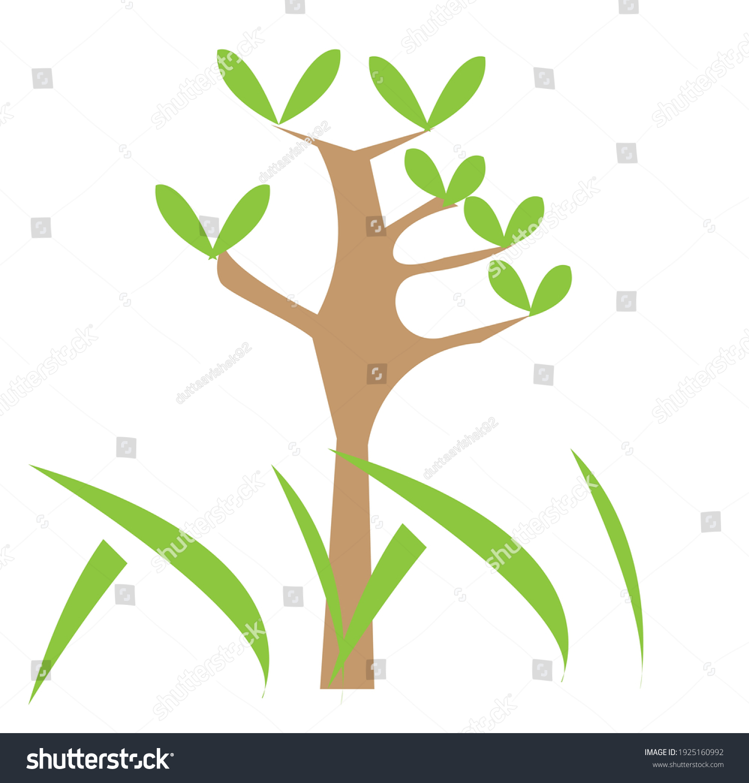 Flat Vector Tree Logo Clipart Icon Stock Vector (Royalty Free) 1925160992
