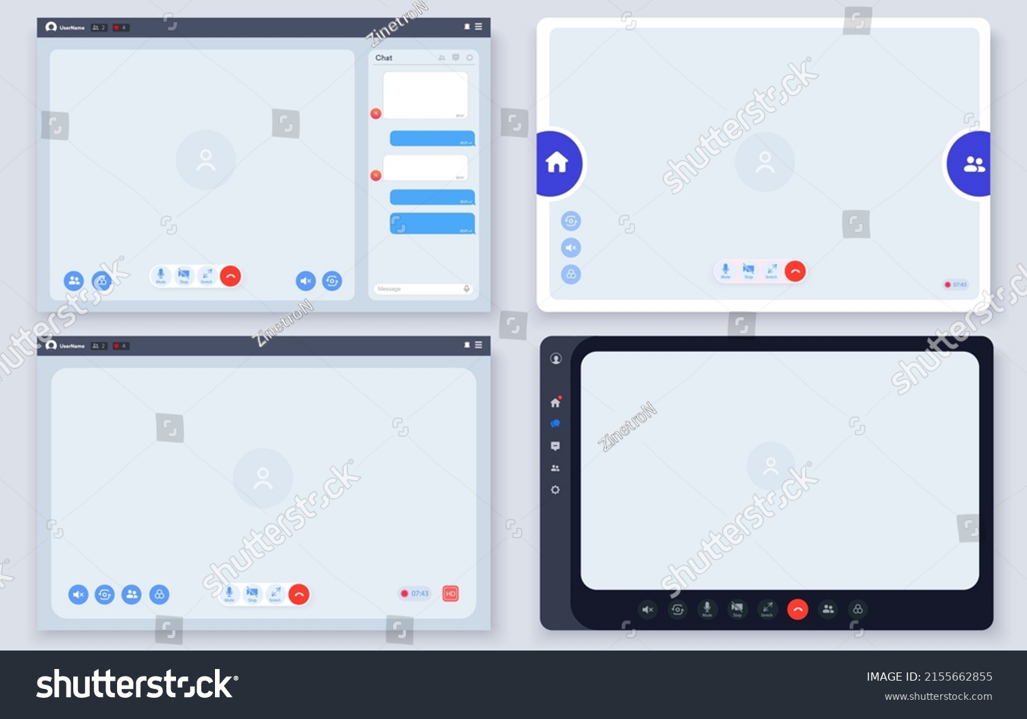 Flat Video Conference App Layout Call Stock Vector (Royalty Free ...