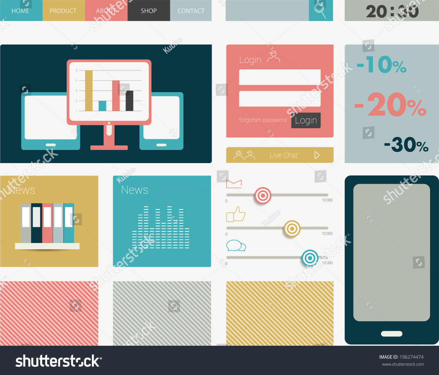 Flat Web Elements Simply Set Infographics Stock Vector (Royalty Free) 196274474 | Shutterstock