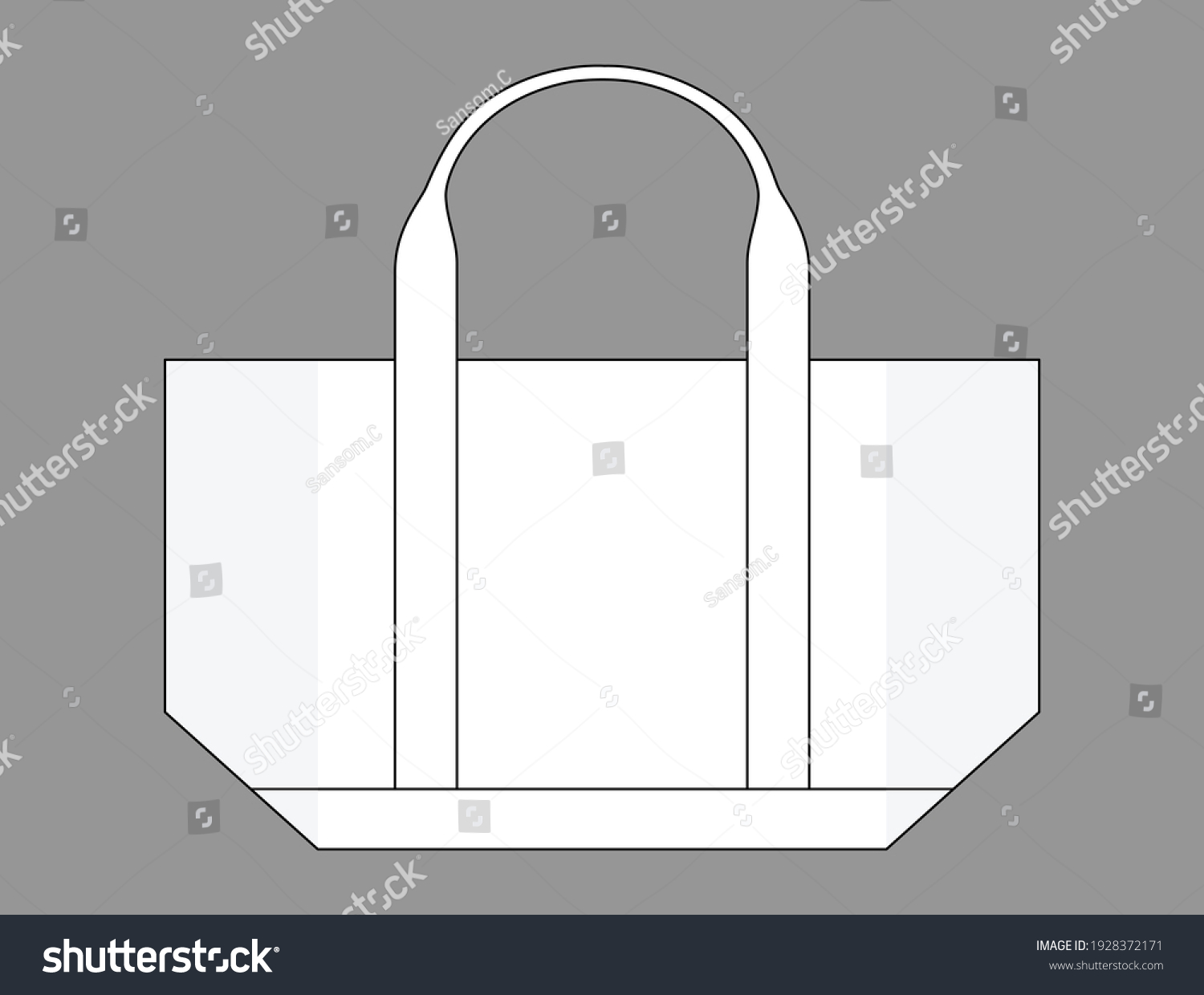 Flat White Tote Bag Template Vector Stock Vector (Royalty Free) 1928372171