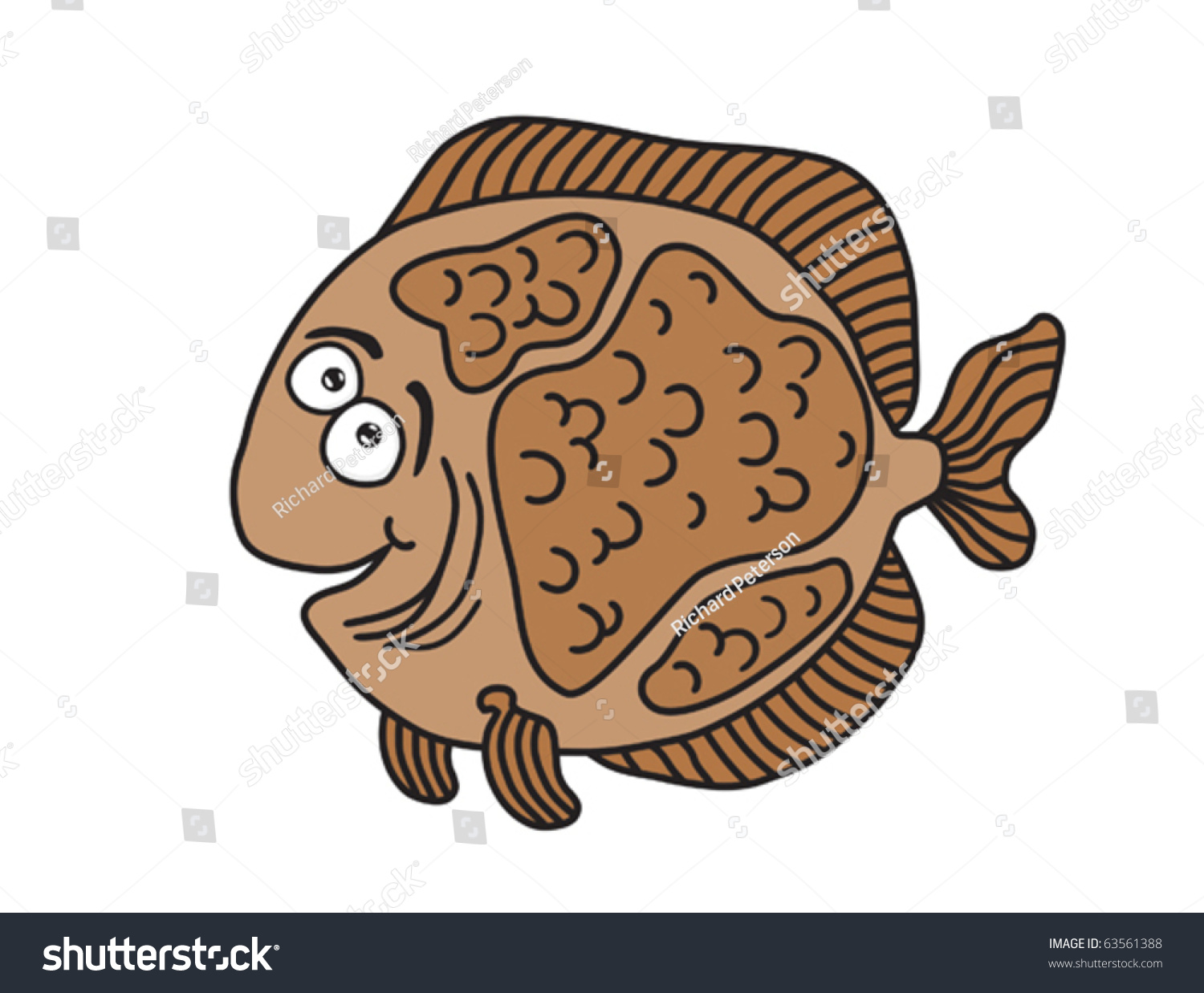 Flatfish Cartoon Vector Illustration Stock Vector (Royalty Free) 63561388