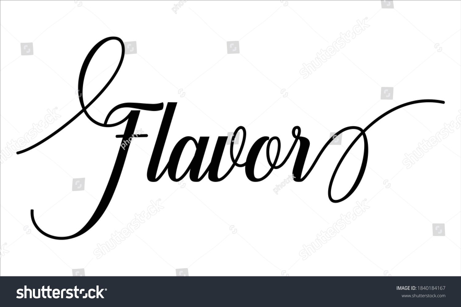 Flavor Script Typography Cursive Calligraphy Black Stock Vector ...
