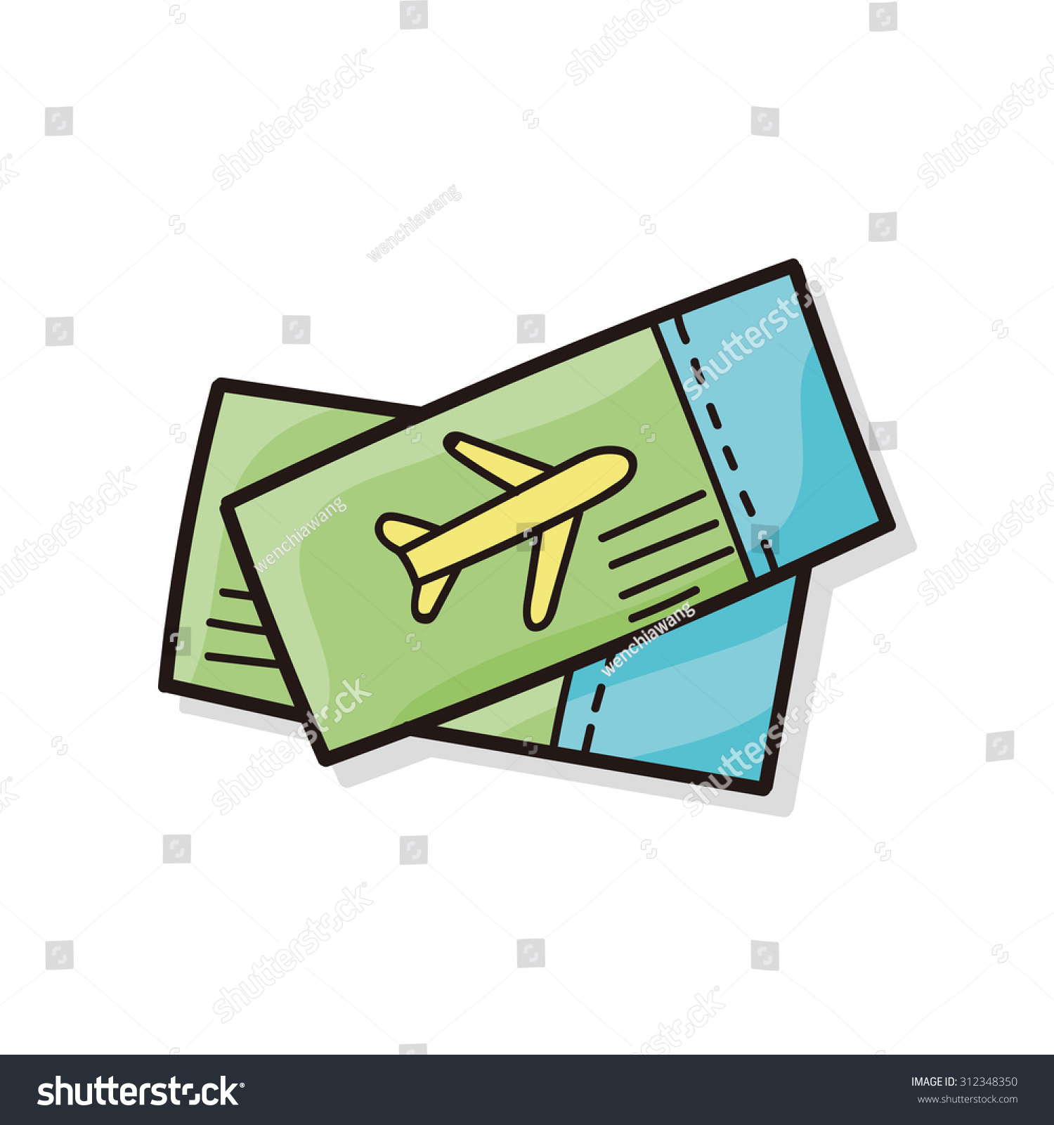 Flight Ticket Doodle Stock Vector (Royalty Free) 312348350