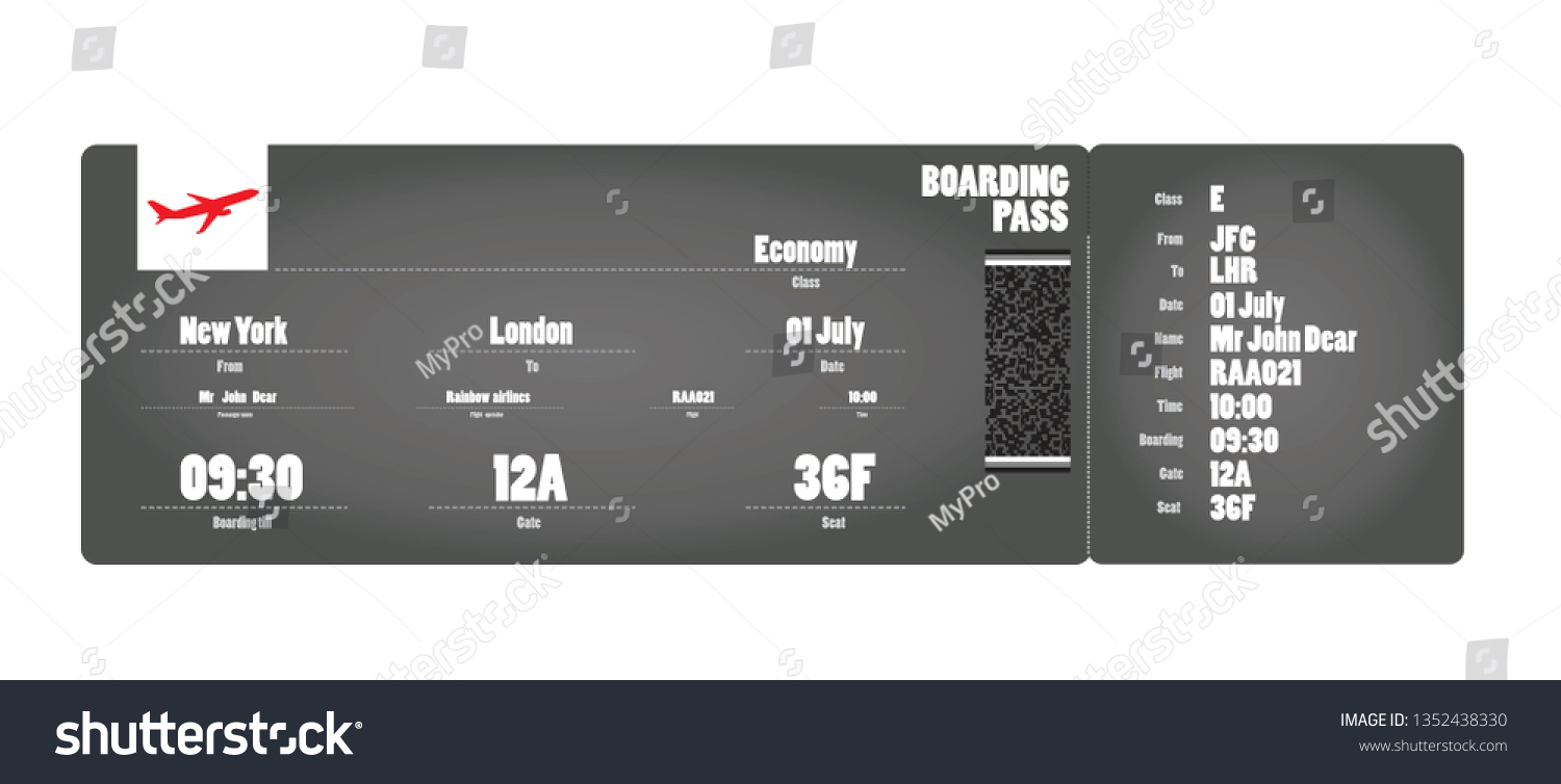 Flight Ticket Vector Illustration Stock Vector (Royalty Free) 1352438330