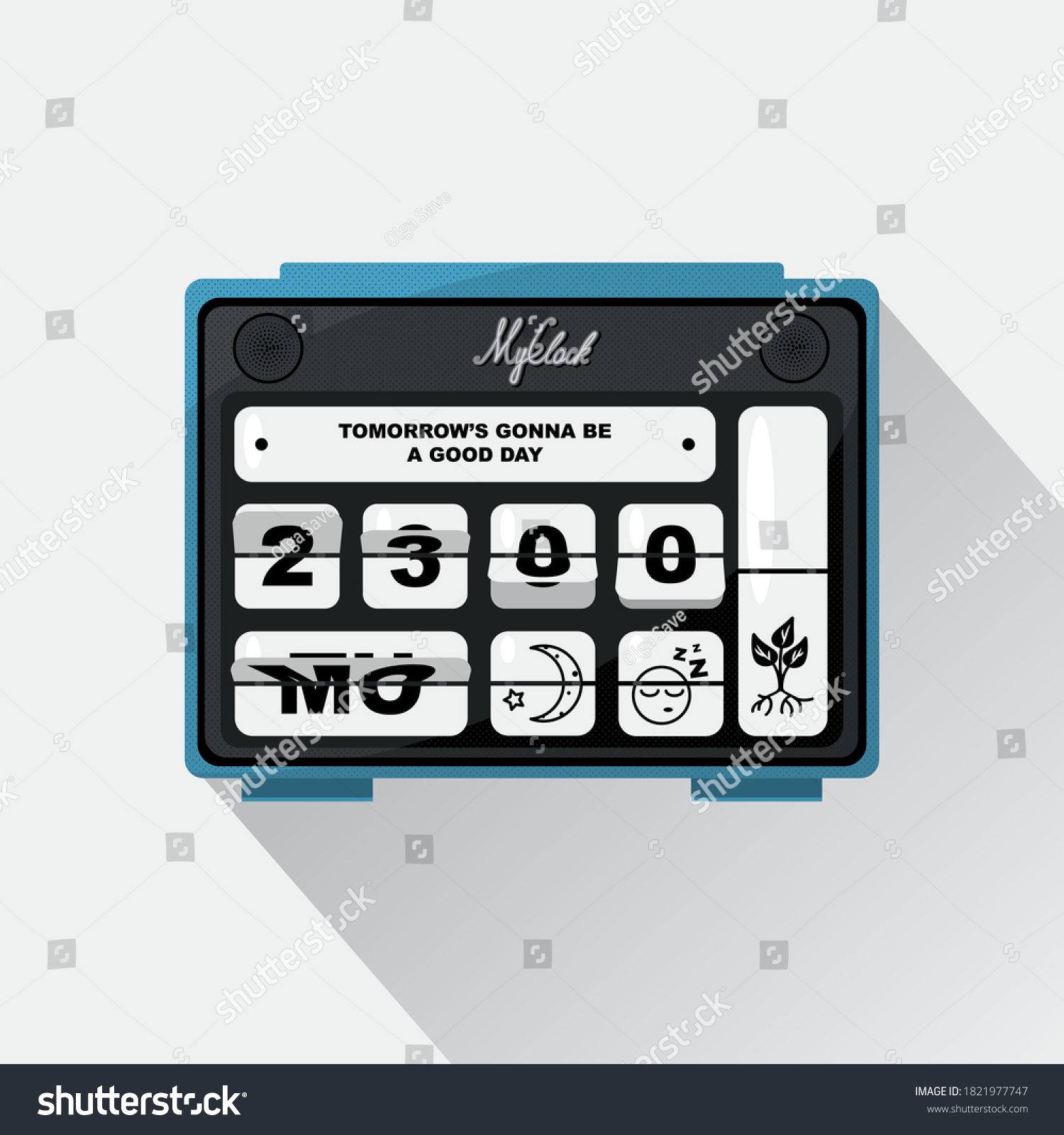 Flip Clock Template Oldfashioned Clock Dashboard Stock Vector (Royalty ...
