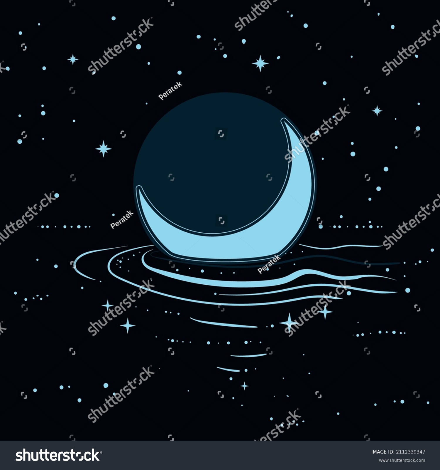 Floating Moon Vector Hand Drawn Illustration Stock Vector (Royalty Free ...