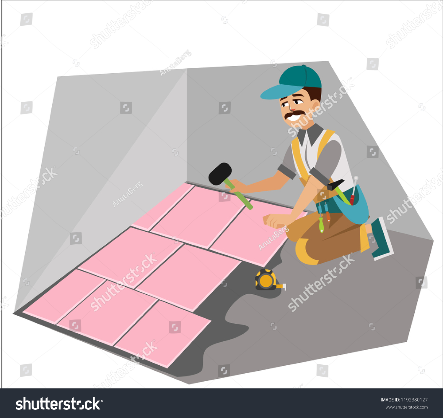 Floor Installation Performed Skilled Worker Poster Stock Vector ...