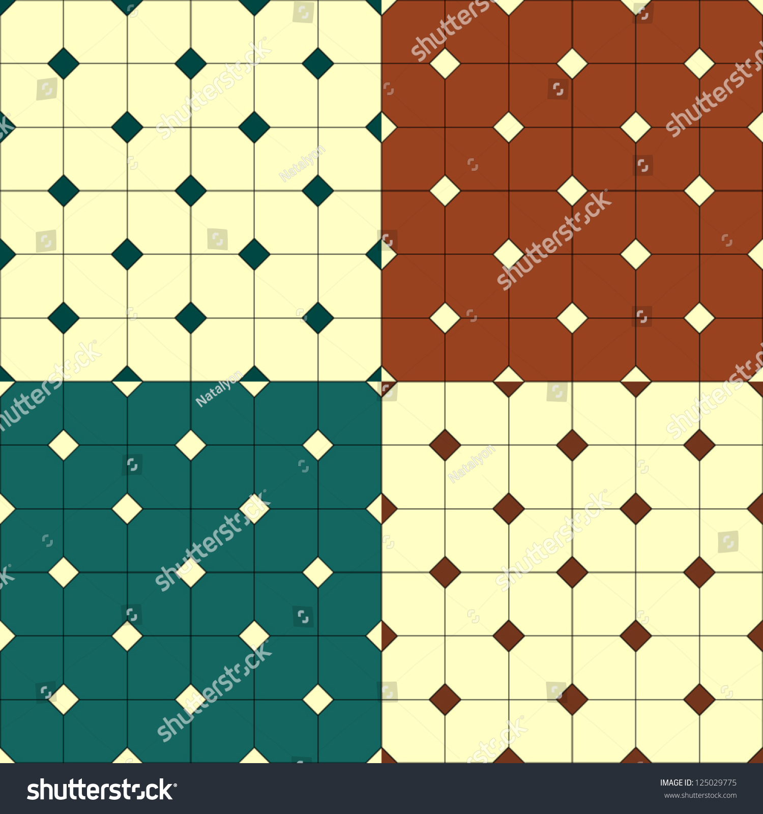 Floor Tiles Squares Seamless Pattern Set, Four Colors, Vector ...