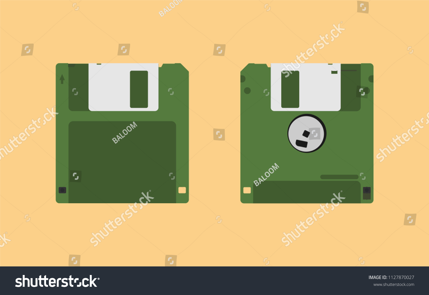 Floppy Disk Green Front Back View Stock Vector (Royalty Free) 1127870027