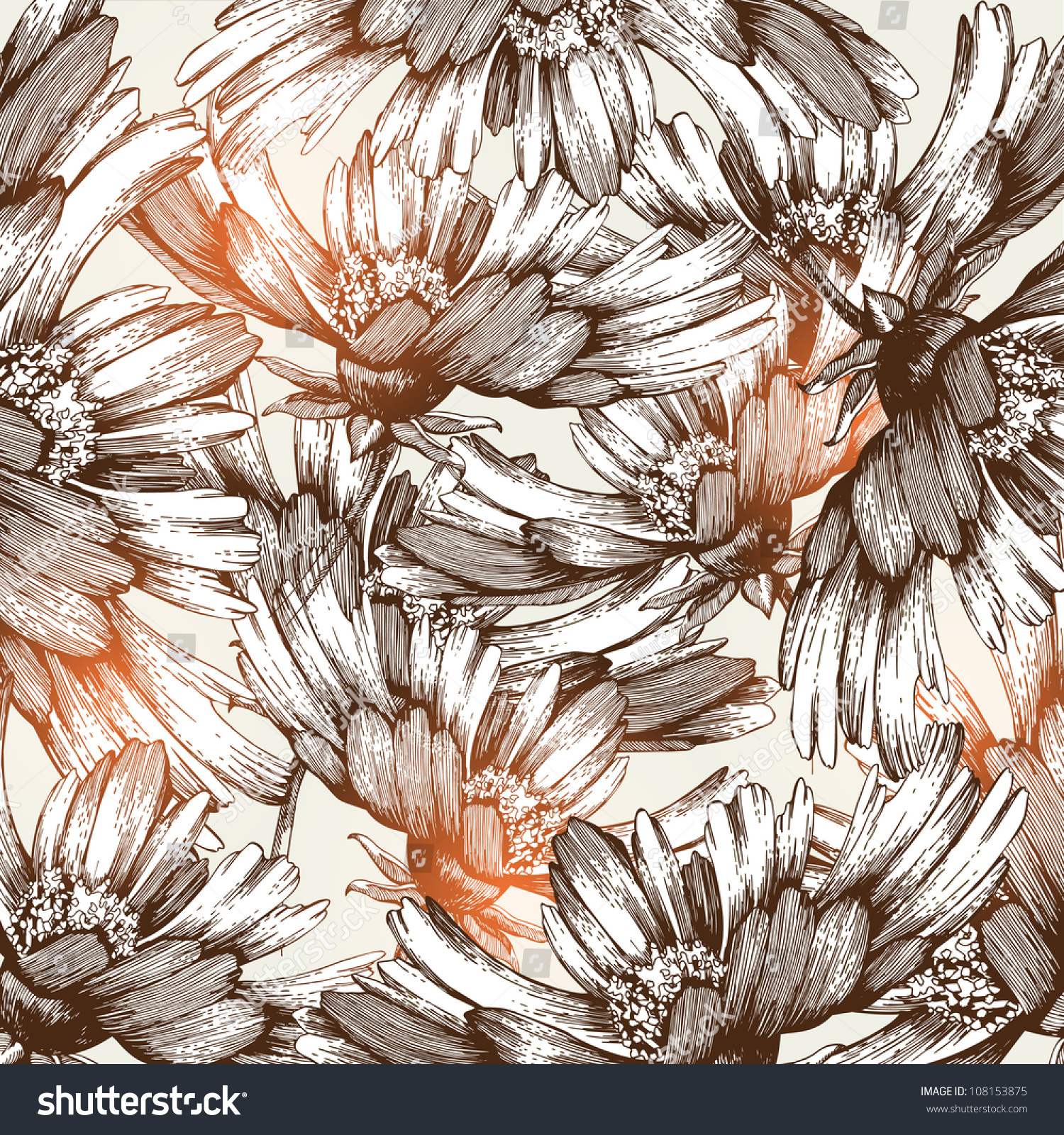 Floral Abstract Background Hand Drawing Vector Stock Vector (Royalty ...