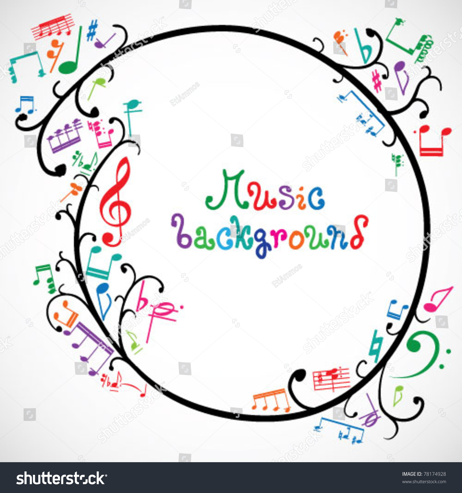 Floral Background Colored Music Notes Stock Vector (Royalty Free ...