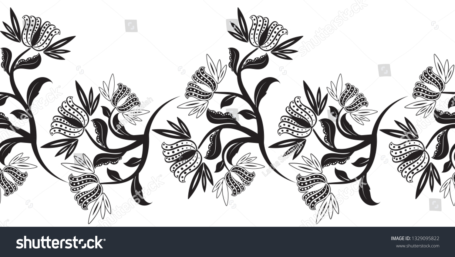 Floral Border Design Vector Stock Vector (Royalty Free) 1329095822