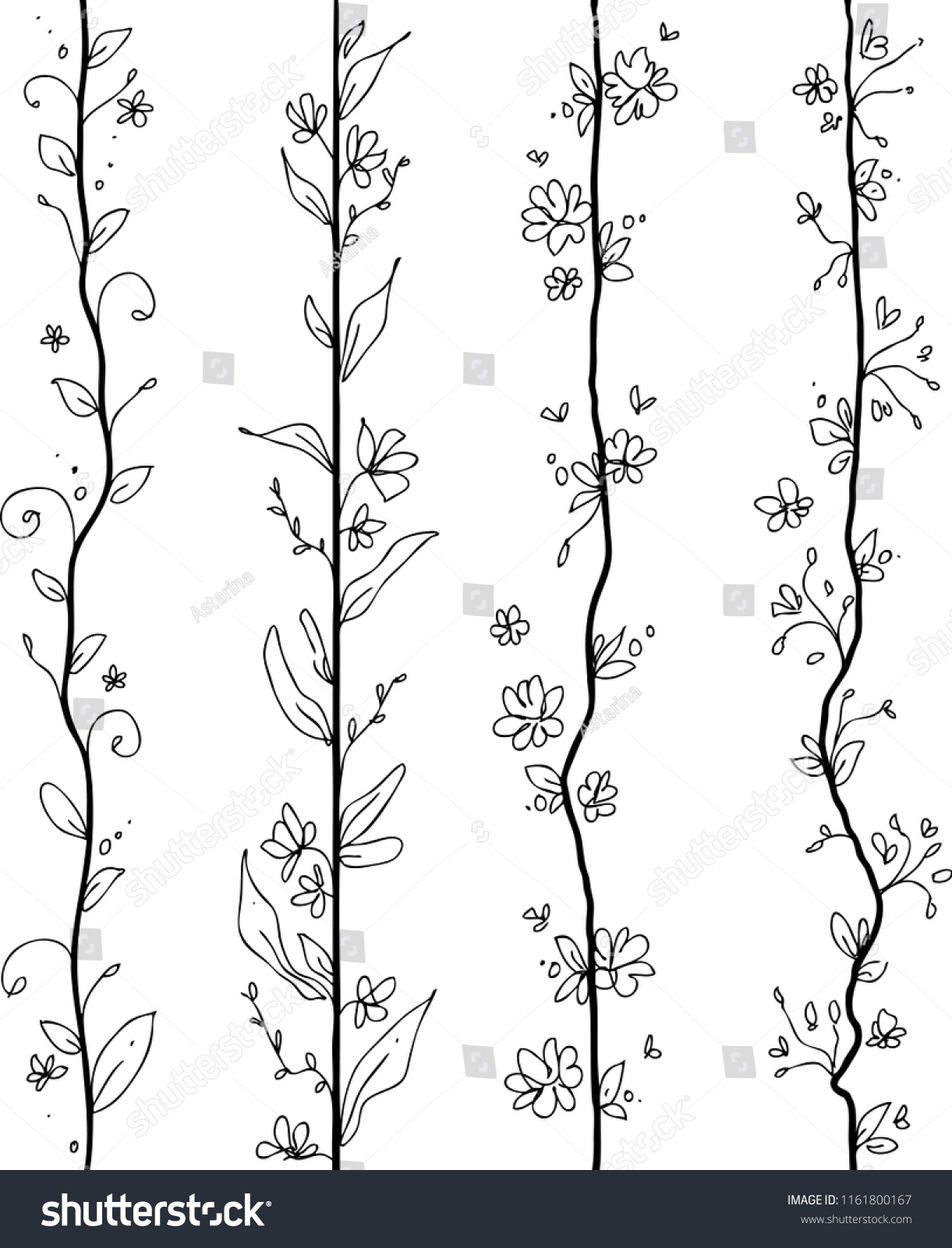 Floral Border Hand Drawn Stock Vector (Royalty Free) 1161800167