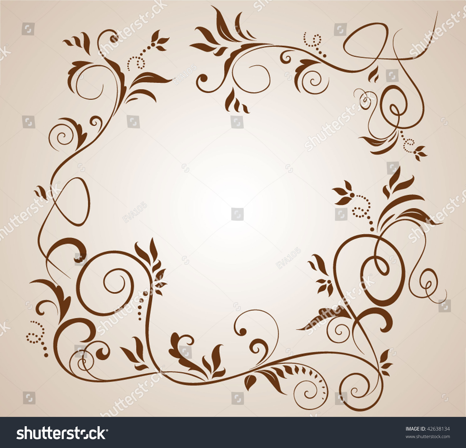 Floral Brown Border Stock Vector (Royalty Free) 42638134 - Shutterstock
