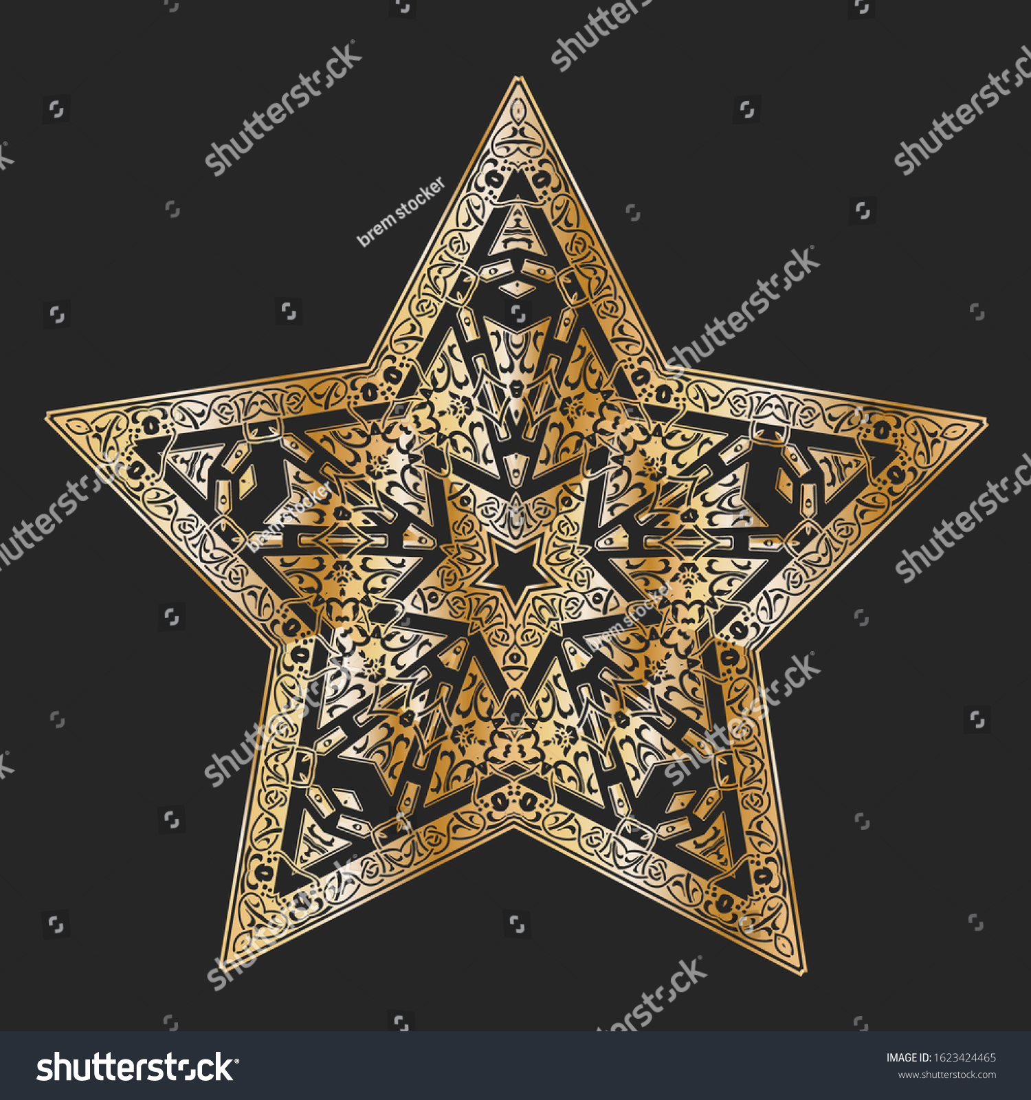 Floral Five Pointed Star Vector Stock Vector (Royalty Free) 1623424465 ...