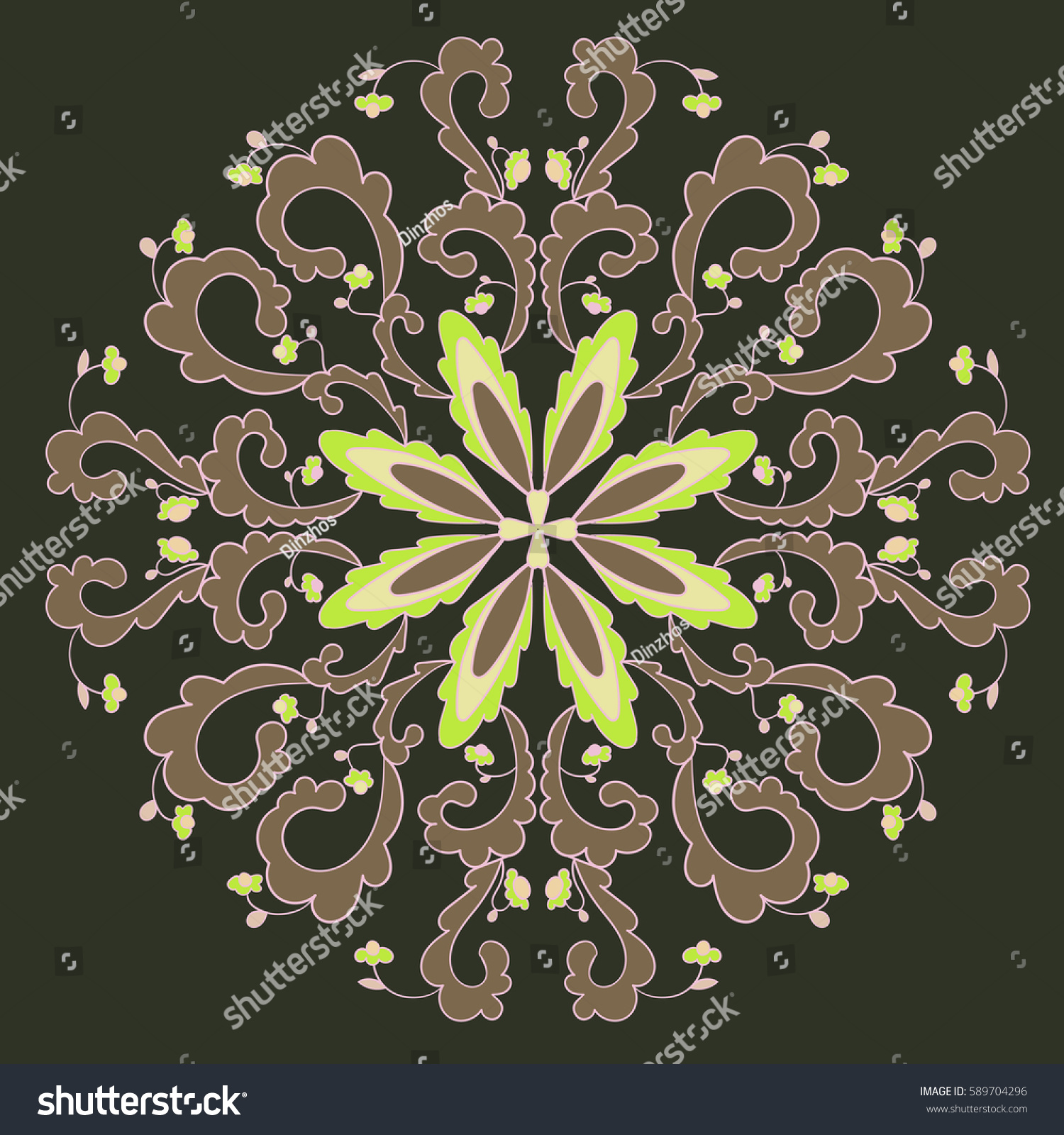 Floral Medallion Pattern Stock Vector (Royalty Free) 589704296 ...