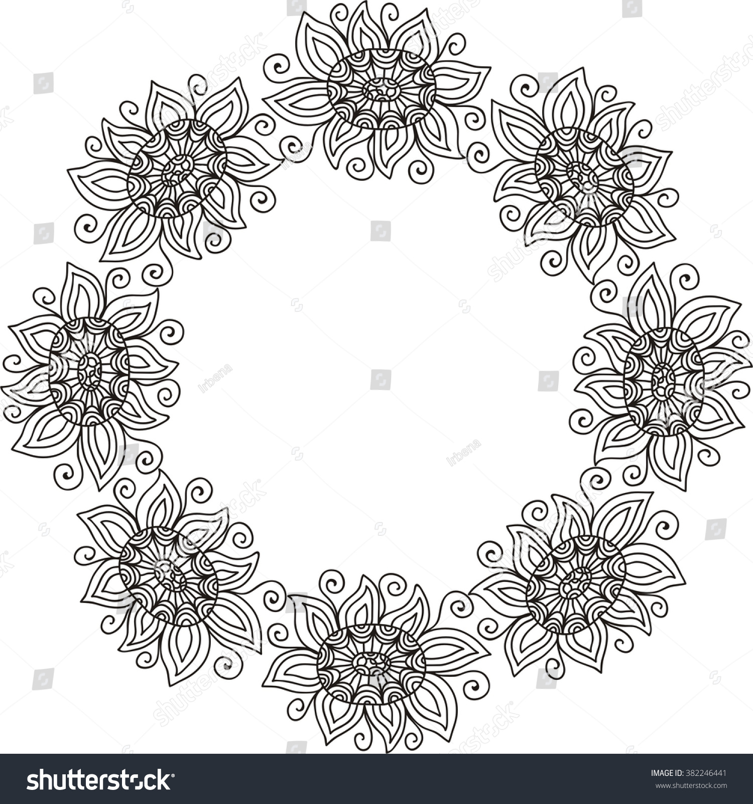 Floral Nature Round Pattern Frame Vector Stock Vector (Royalty Free ...