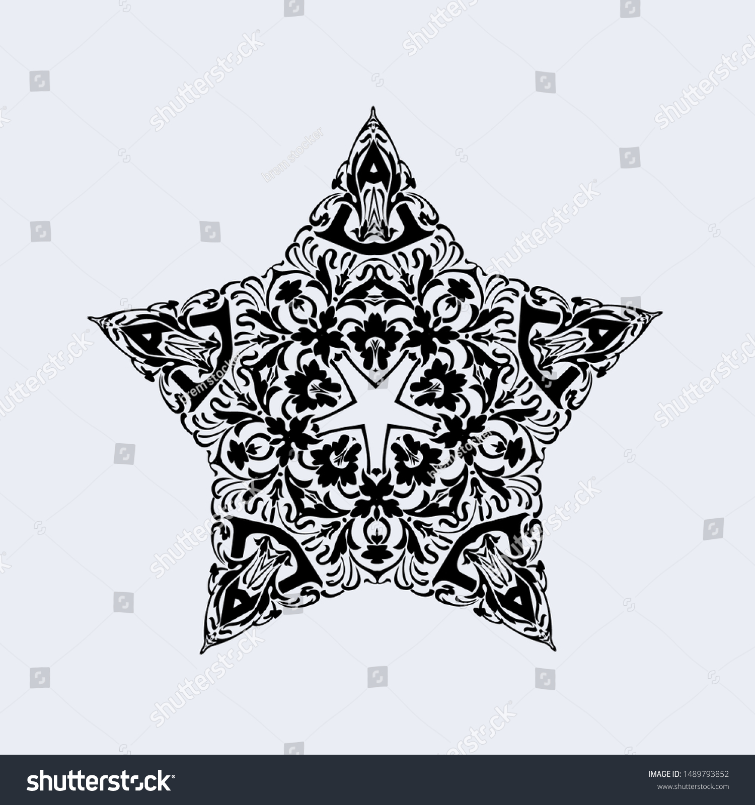 Floral Ornate Five Pointed Star Vector Stock Vector (Royalty Free ...