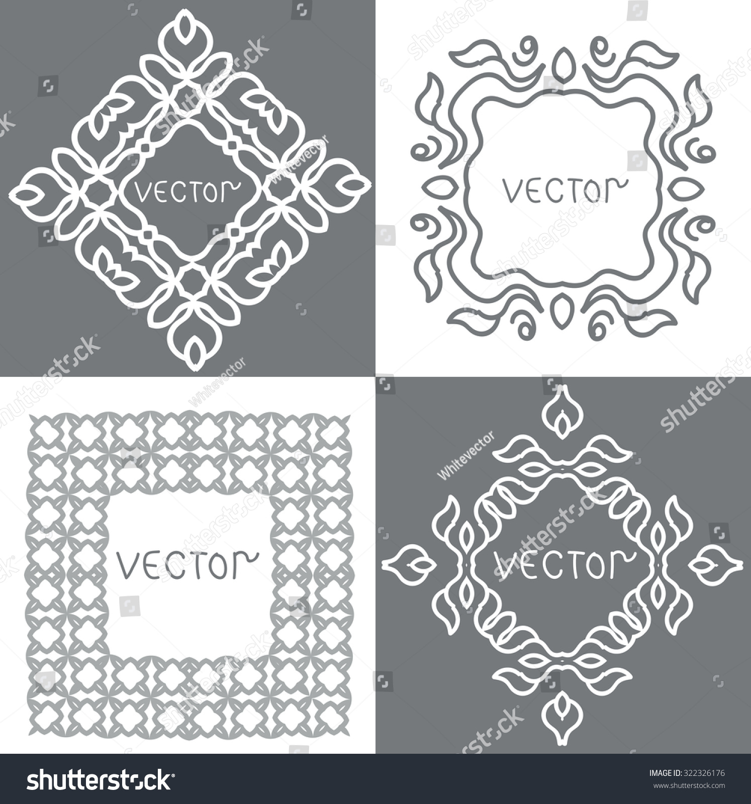 Floral Outline Frames Borders Monogram Mono: vector de stock (libre de ...