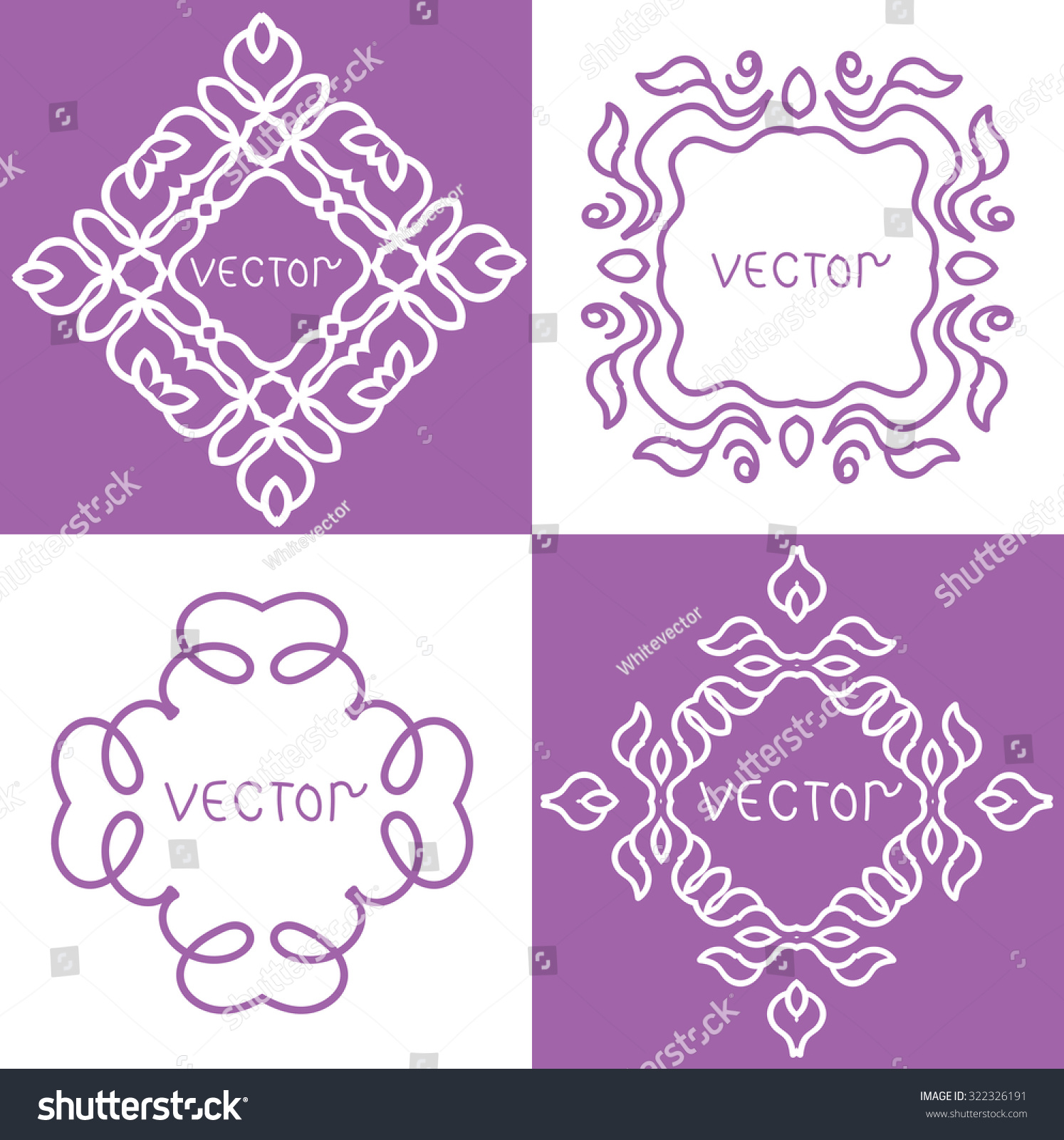 Floral Outline Frames Borders Monogram Mono Stock Vector (Royalty Free ...