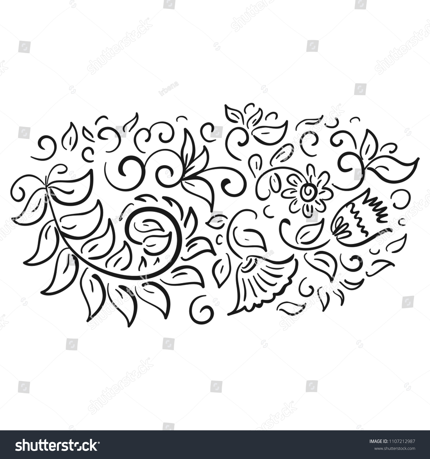 Floral Pattern Sketch Vector Illustration Stock Vector (Royalty Free ...
