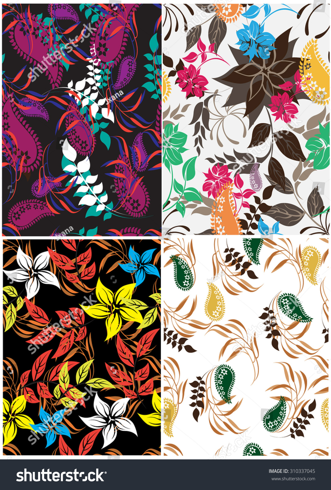 Floral Seamless Pattern Illustration Flower Single Stock Vector ...