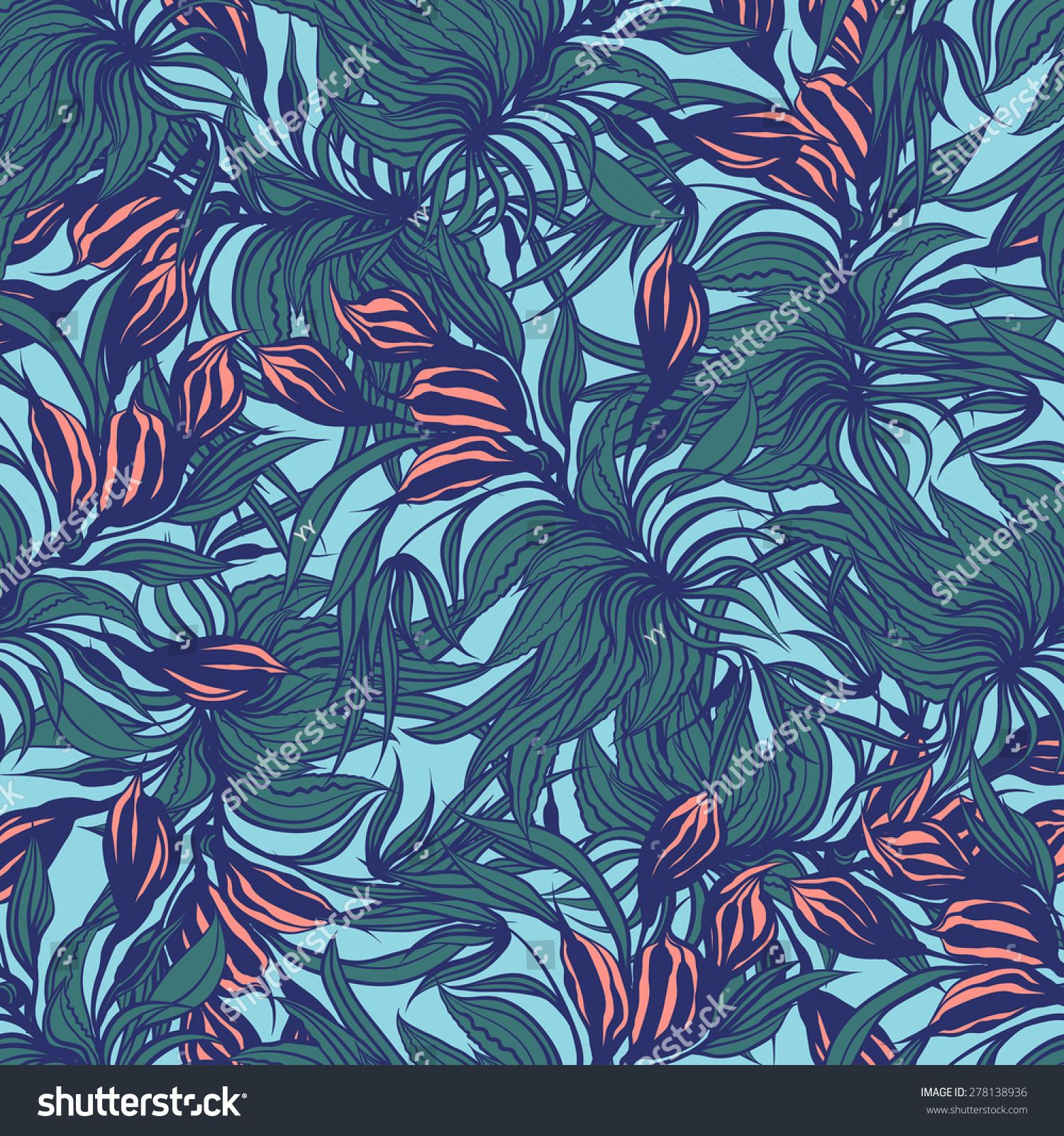 Floral Seamless Pattern Vector Line Art Stock Vector (Royalty Free ...
