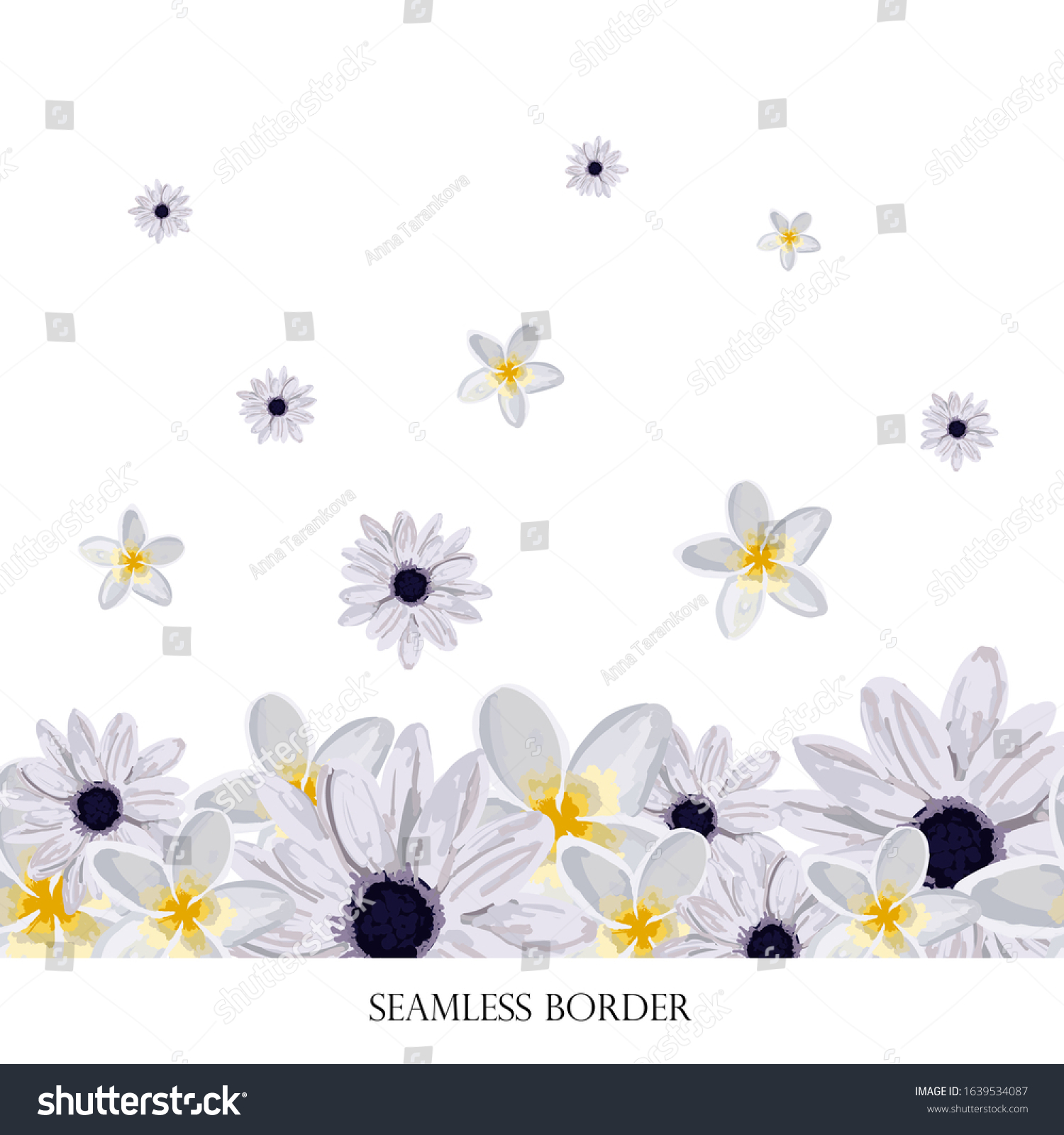 Floral Seamless Vector Border Repeating Pattern Stock Vector (Royalty ...