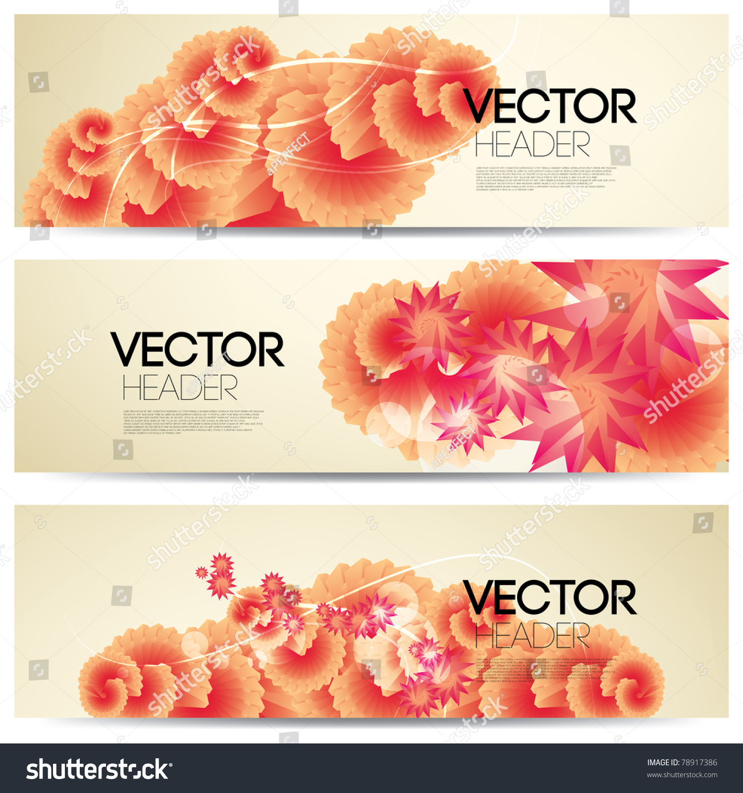 Floral Vector Headers Origami Style Stock Vector (Royalty Free ...