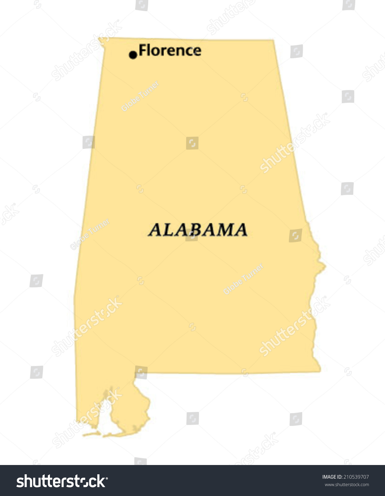 Florence Alabama Locate Map Stock Vector (Royalty Free) 210539707