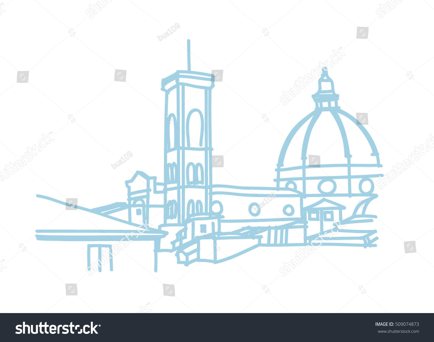 Florence View Drawing Vector Illustration 스톡 벡터(로열티 프리) 509074873 ...