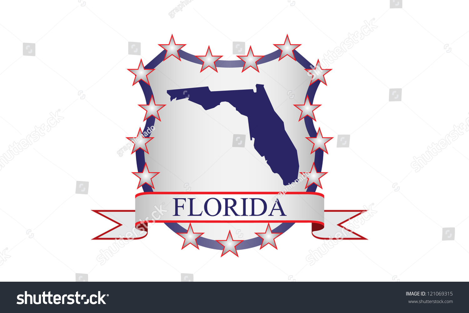 Florida Crest State Map Stars Stock Vector (Royalty Free) 121069315 ...