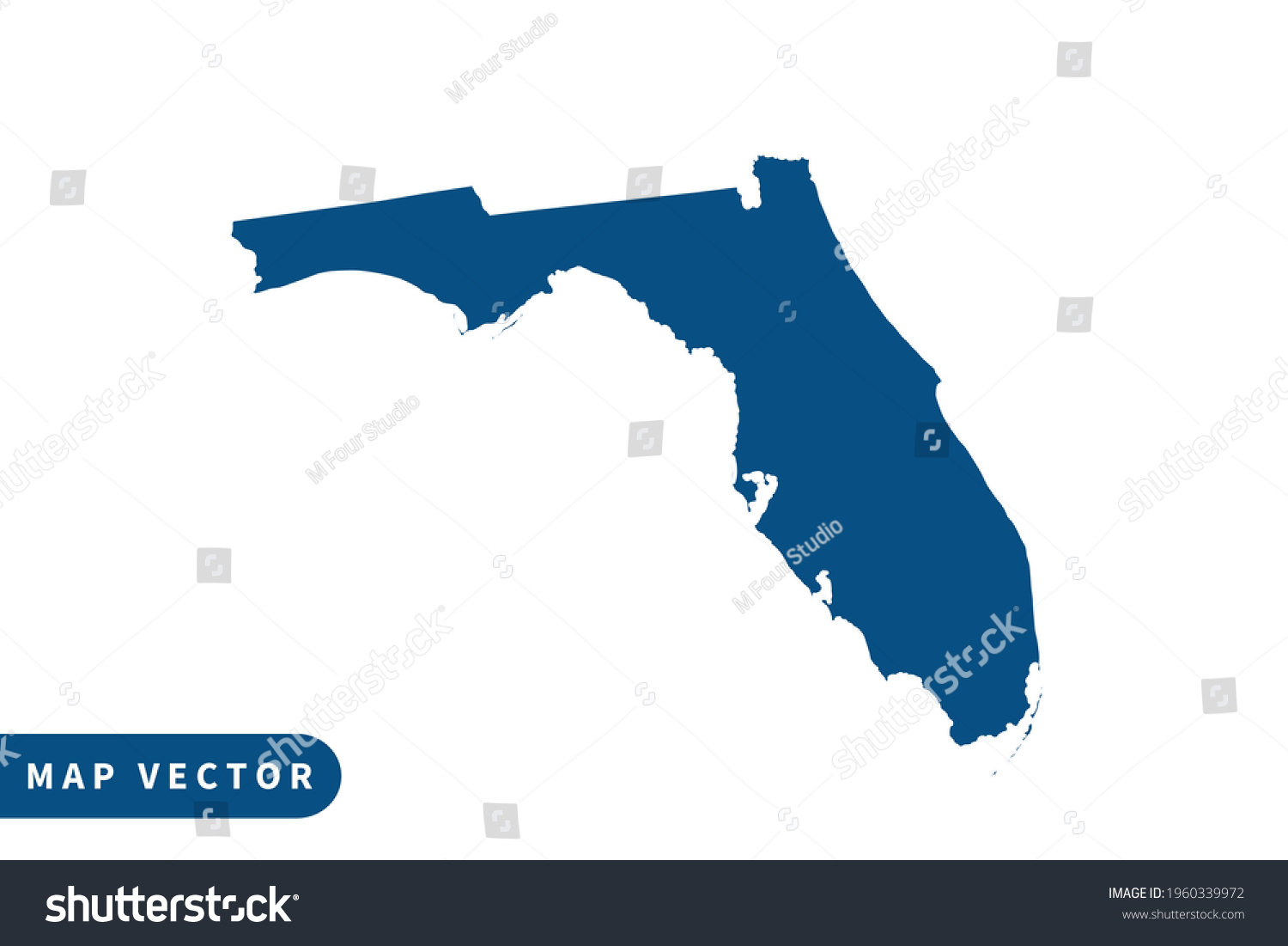 Florida Map Vector Blue Color On: vector de stock (libre de regalías ...