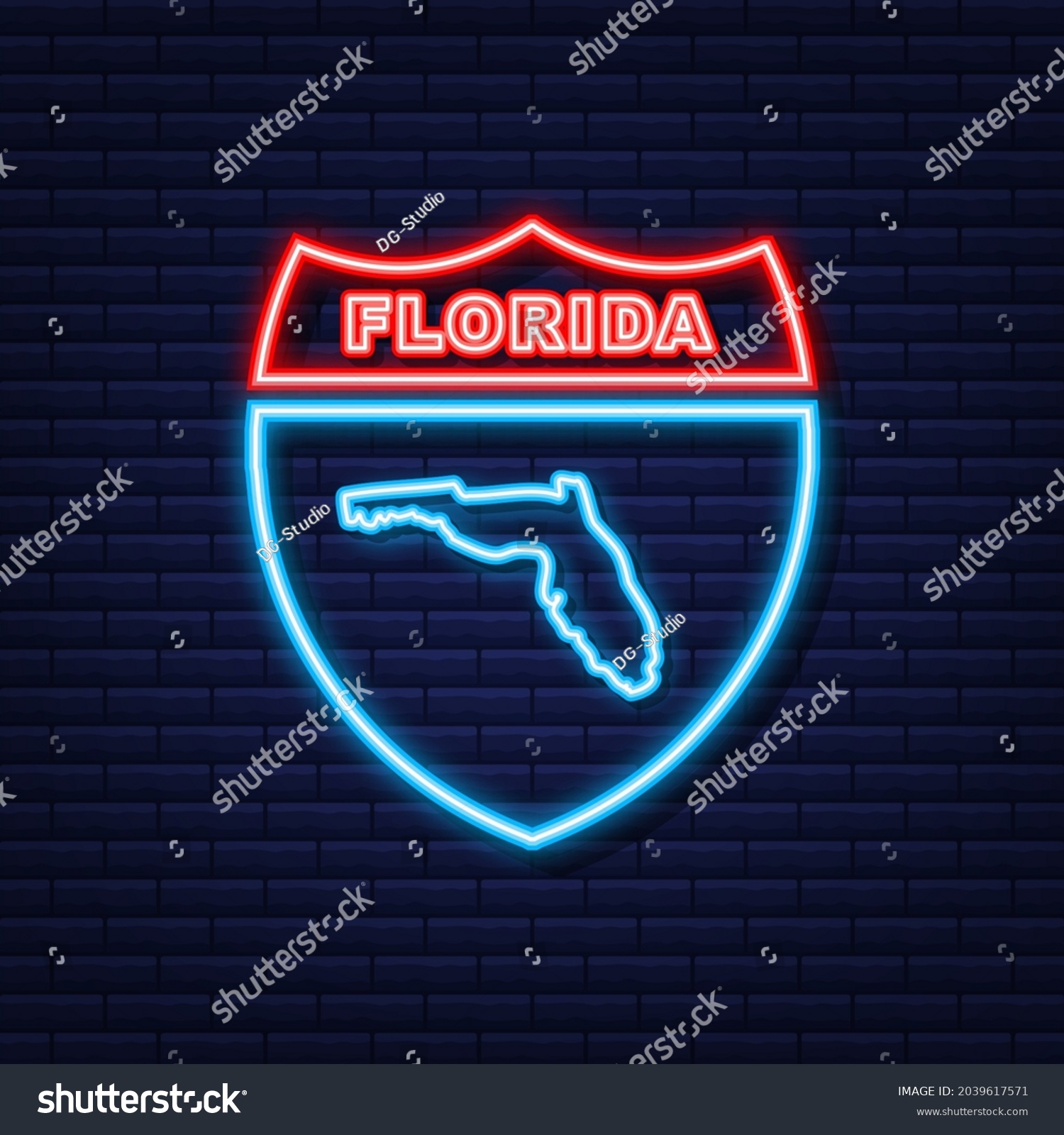 Florida State Map Neon Icon Vector Stock Vector (Royalty Free) 2039617571
