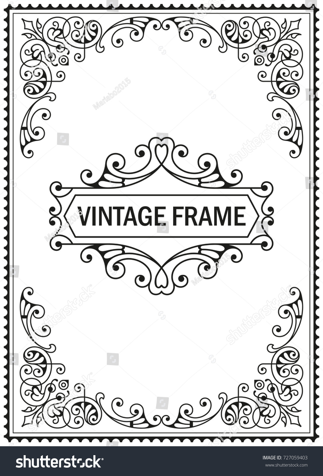 Flourish Border Corner Frame Decorative Elements Stock Vector (Royalty Free) 727059403